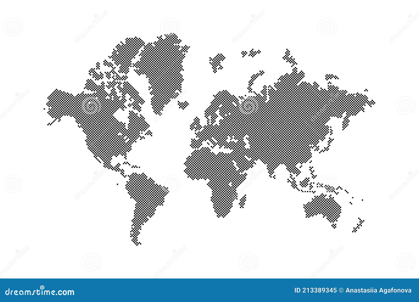 Global World Map Continents Silhouette with Checkered Pattern Texture ...