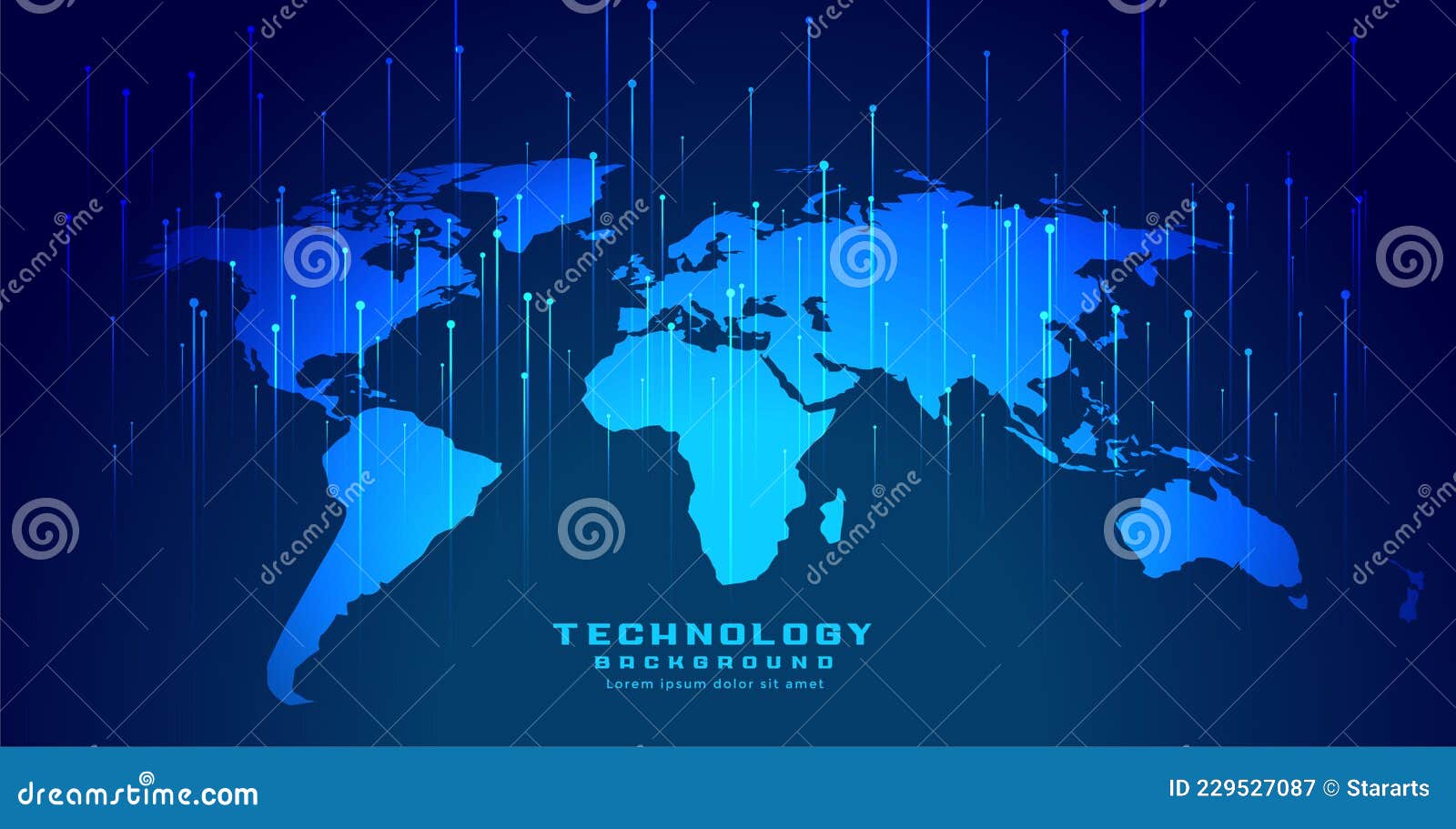 Global World Map with Digital Verticle Lines Stock Vector ...