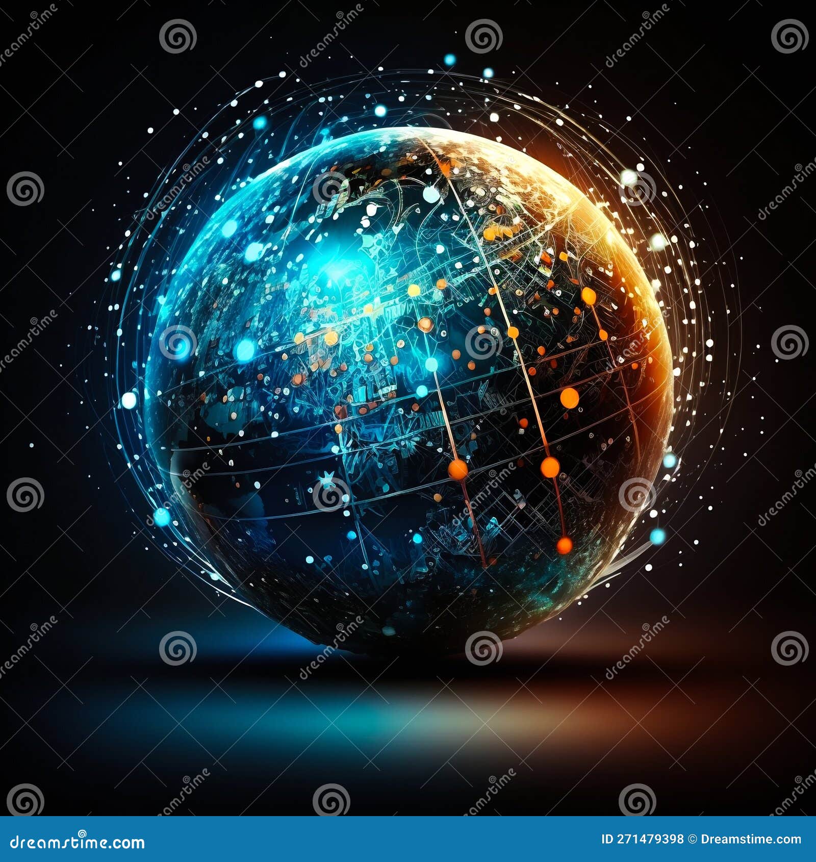 Global World Network and Telecommunications. Generative AI Stock ...