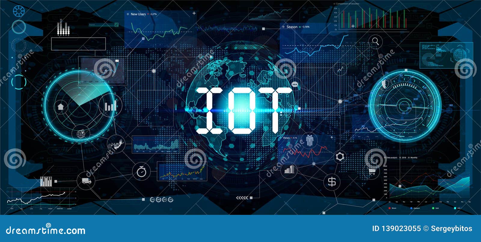 Global World Telecommunication Network Connected Around Planet Earth ...