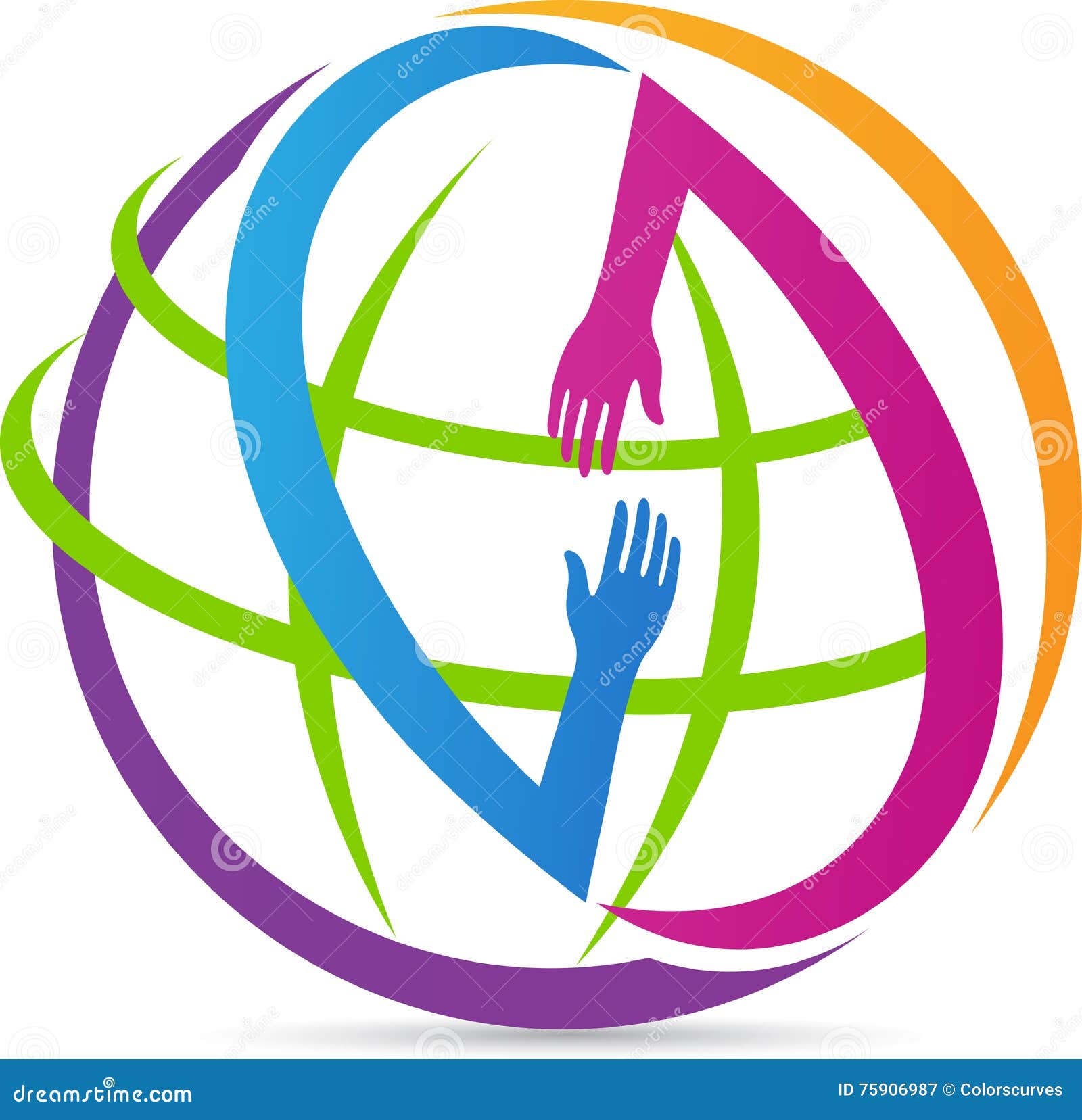 Globale helpende handen vector illustratie. Illustration of embleem ...
