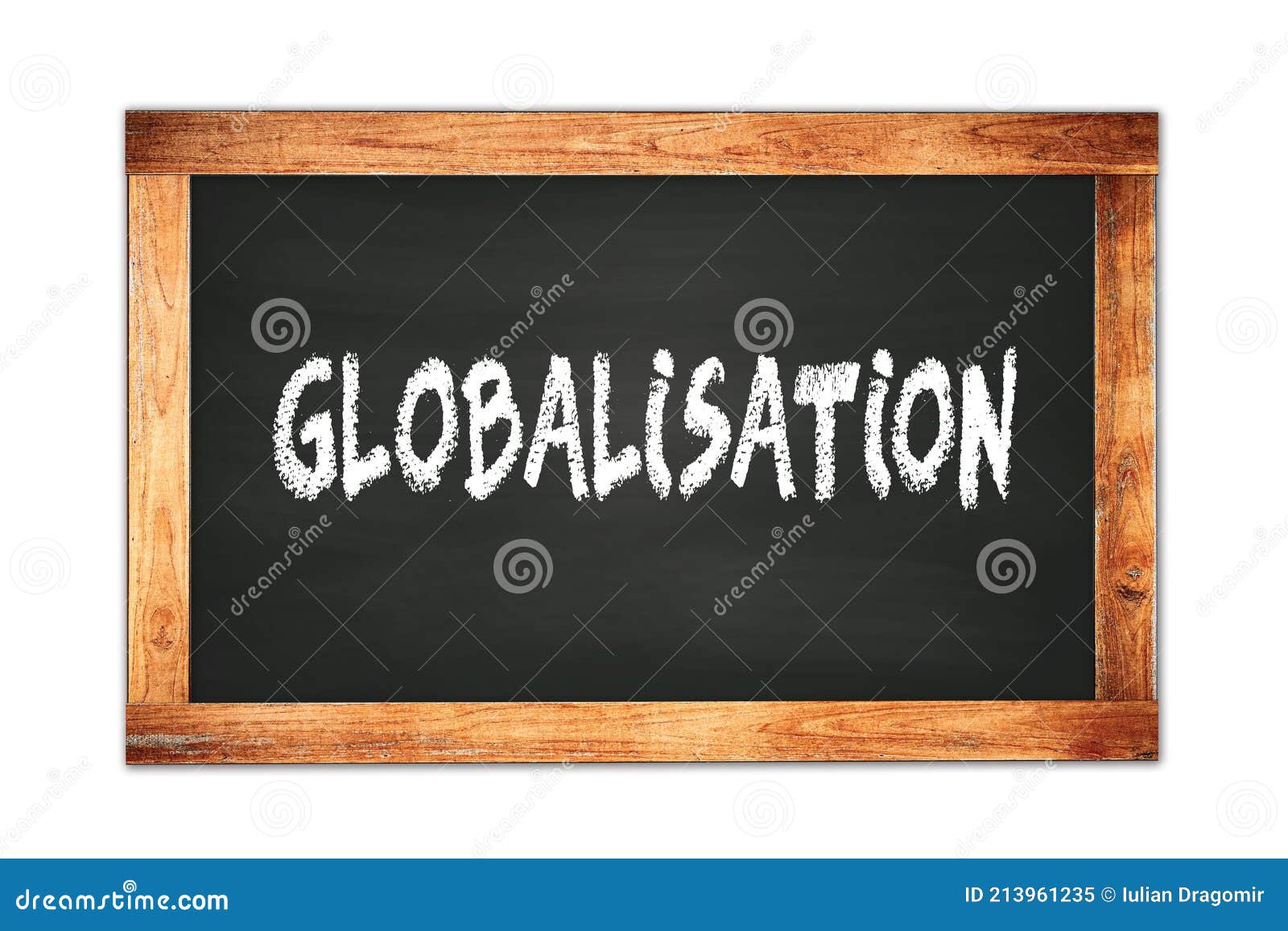 GLOBALISATION Text Written on Wooden Frame School Blackboard Stock ...