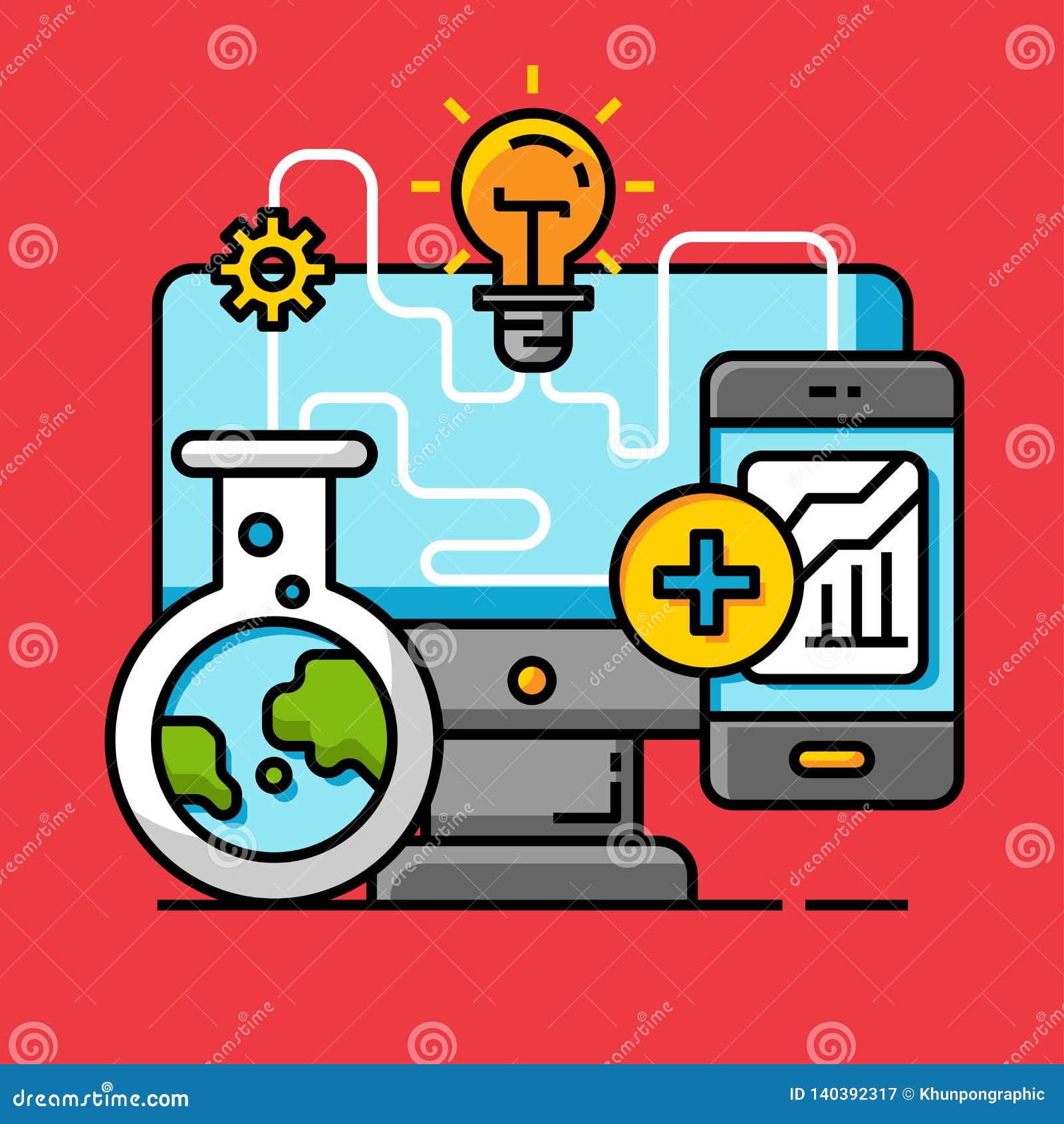 Globalization Business Connect Smartphone, Creative Idea Working ...