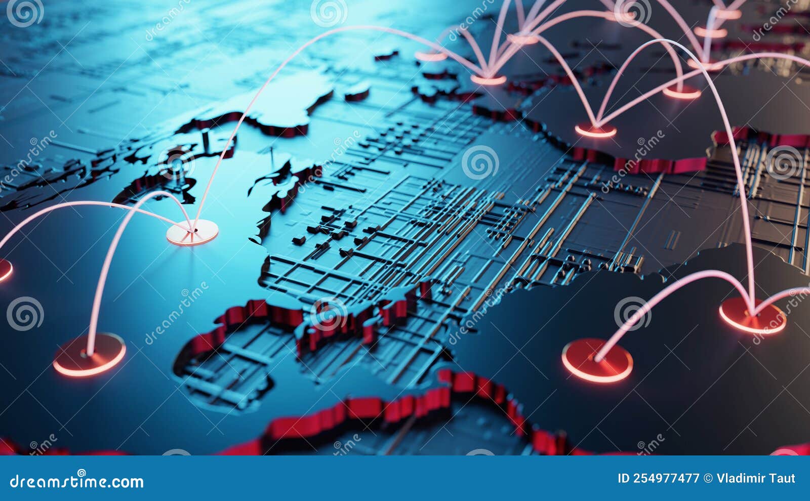 Globalization and Communication Concept. Earth and Luminous Rays. 3d ...