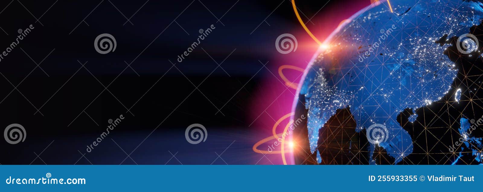 Globalization and Communication Concept. Earth and Luminous Rays. 3d ...