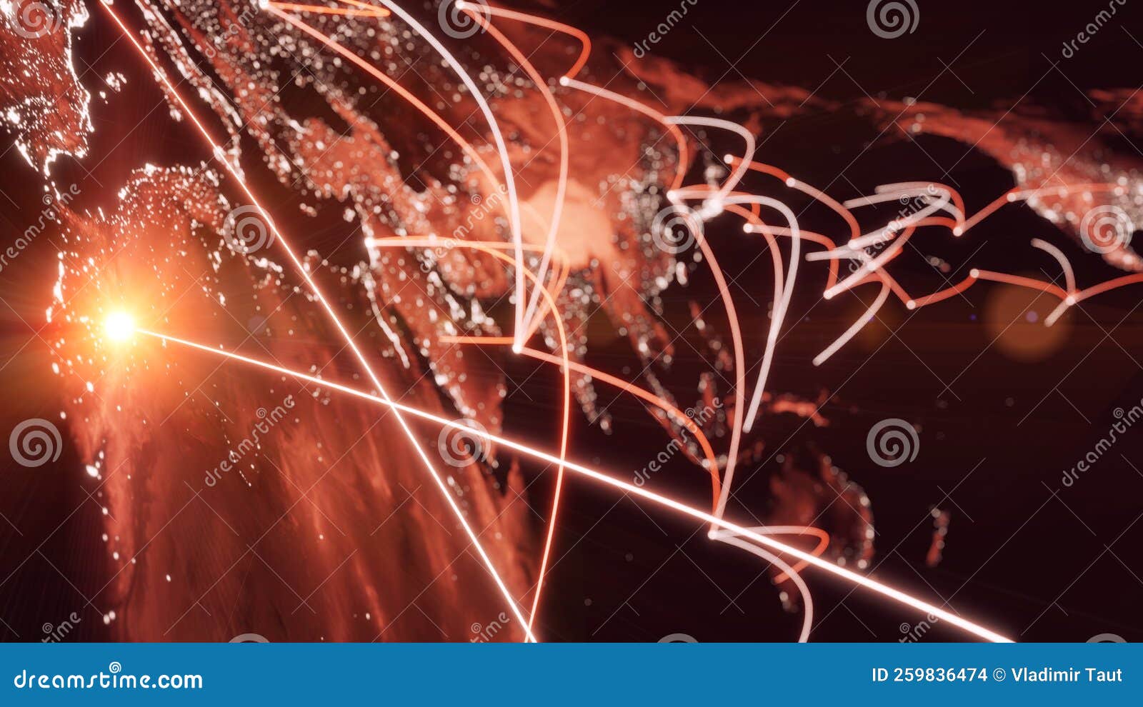 Globalization and Communication Concept. Earth and Luminous Rays. 3d ...