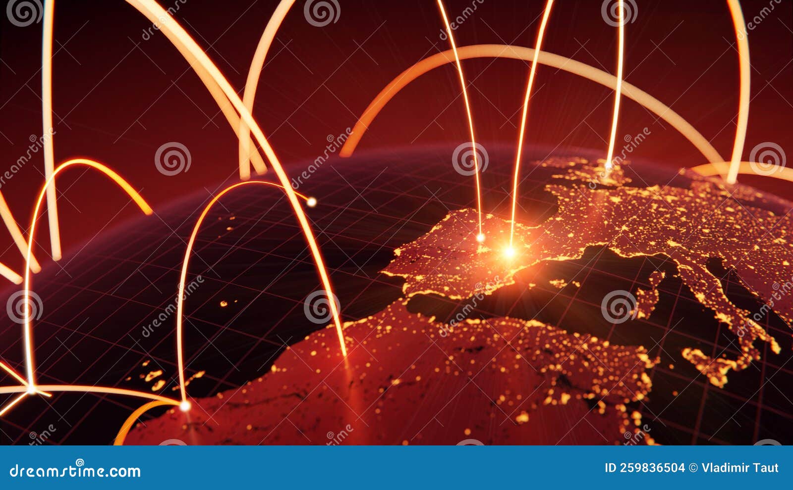 Globalization and Communication Concept. Earth and Luminous Rays. 3d ...
