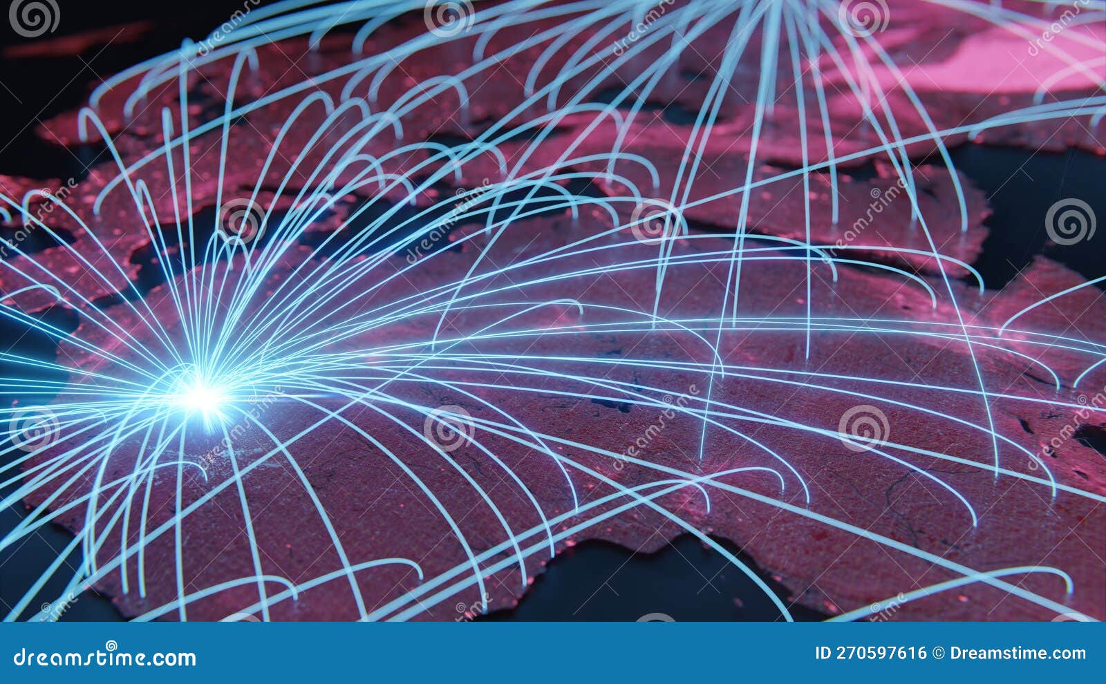 Globalization and Communication Concept. Earth and Luminous Rays. 3d ...