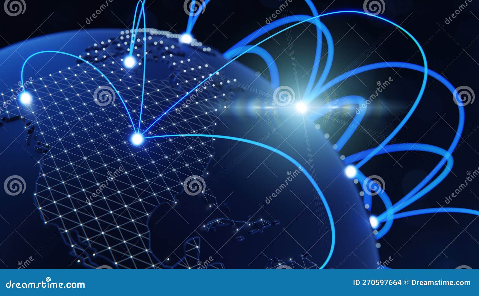 Globalization and Communication Concept. Earth and Luminous Rays. 3d ...