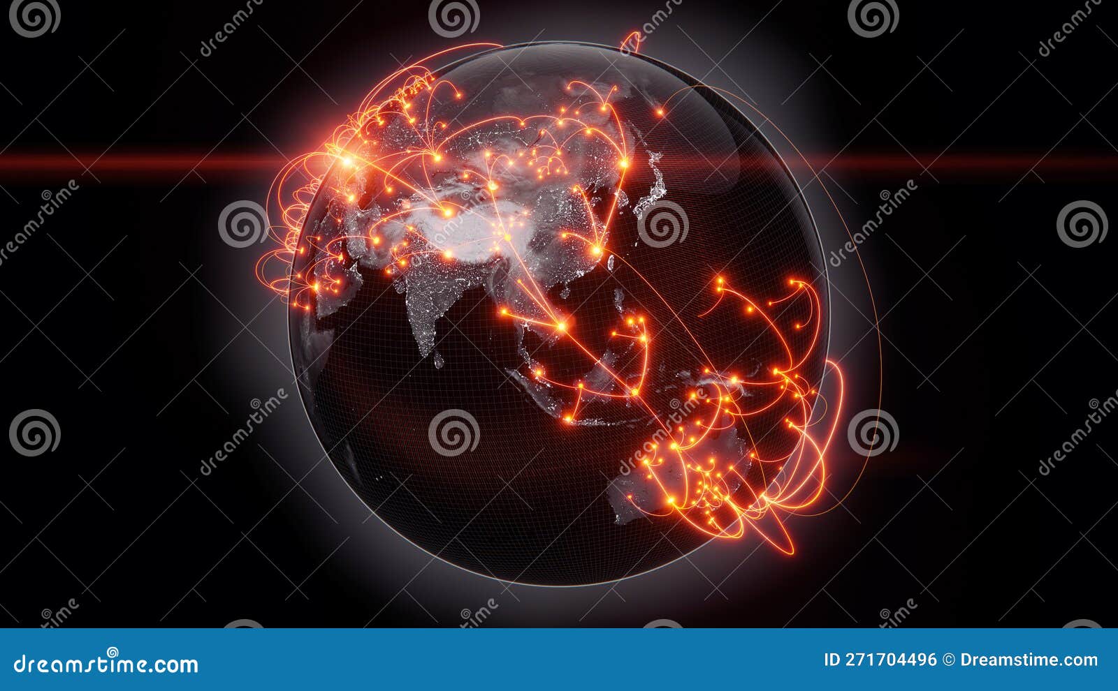 Globalization and Communication Concept. Earth and Luminous Rays. 3d ...