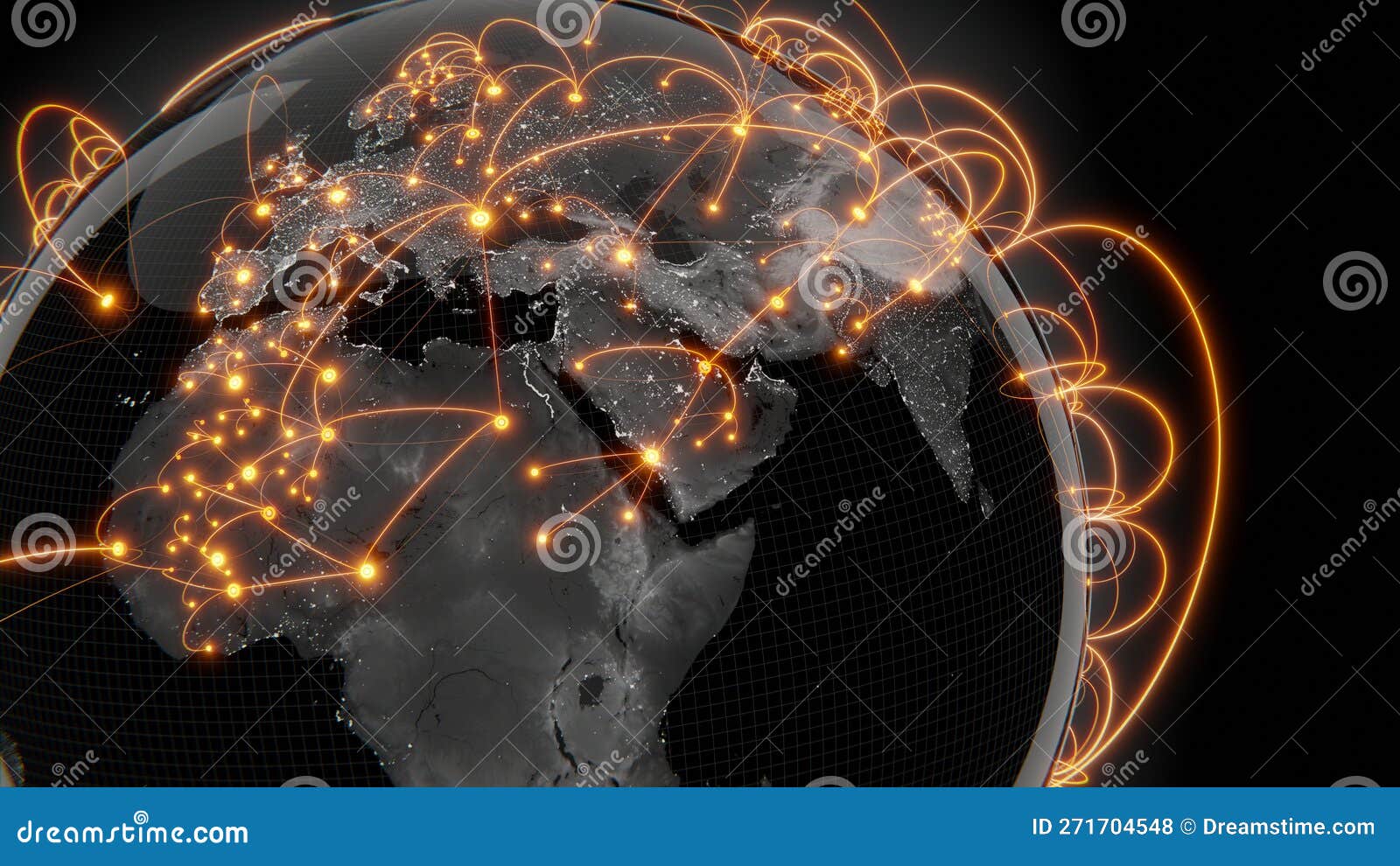 Globalization and Communication Concept. Earth and Luminous Rays. 3d ...
