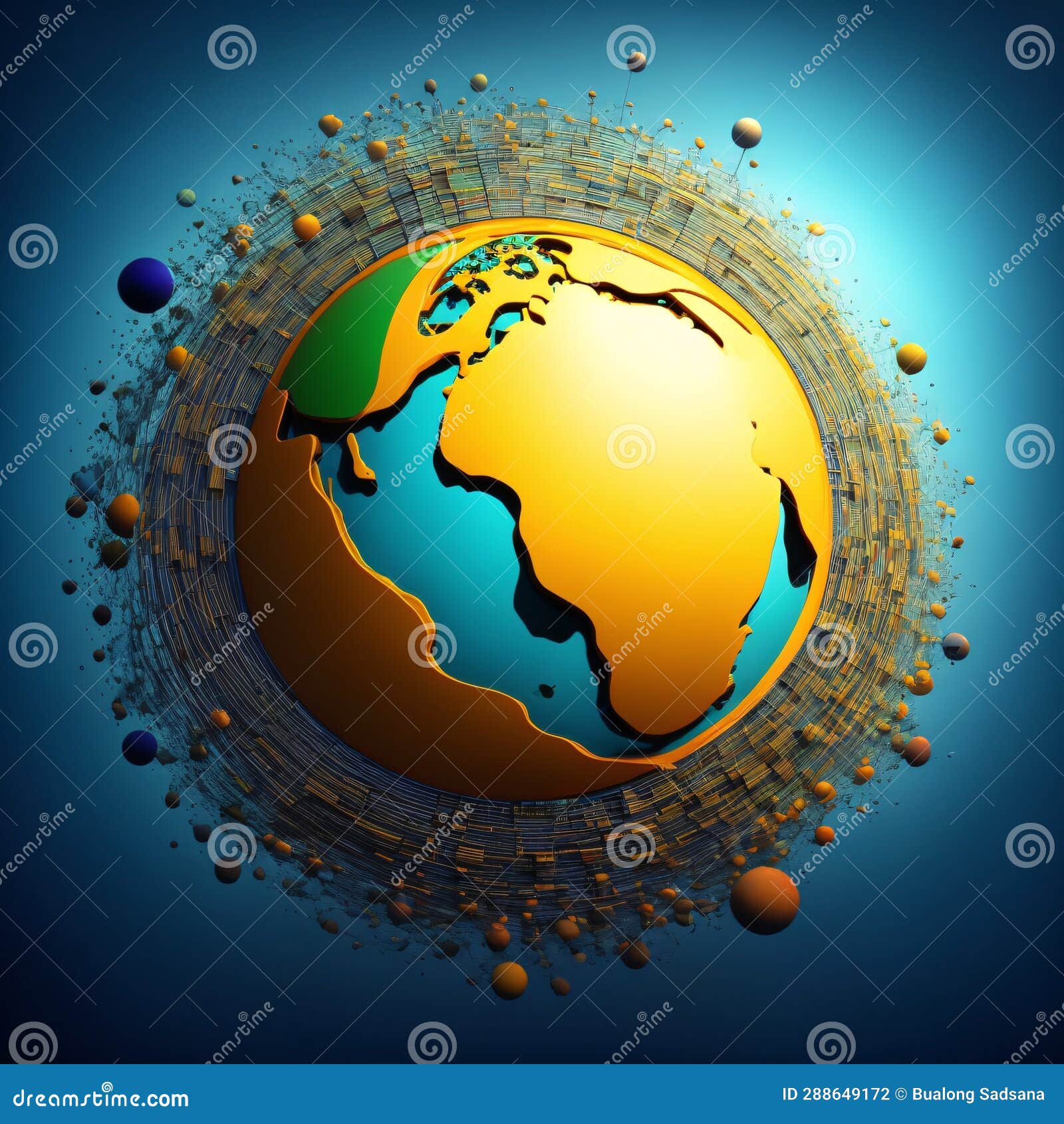 Globalization And Communication Concept. Earth And Luminous Rays. 3d ...