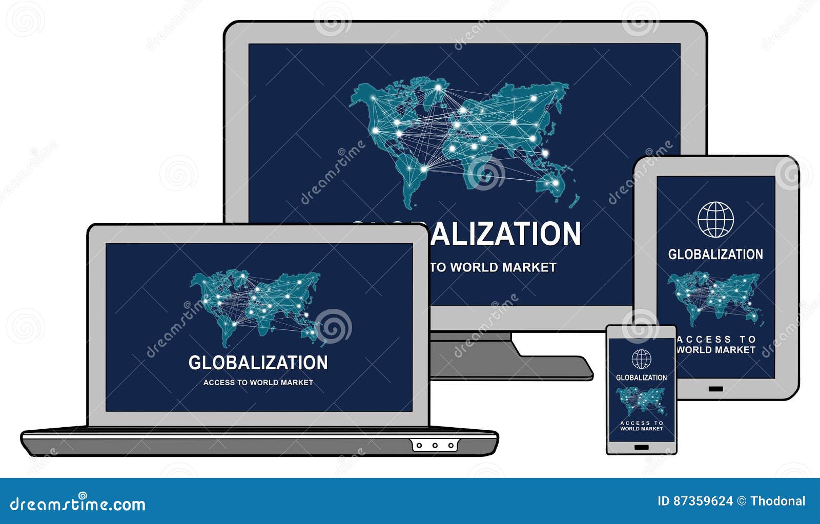 Globalization Concept on Different Devices Stock Illustration ...
