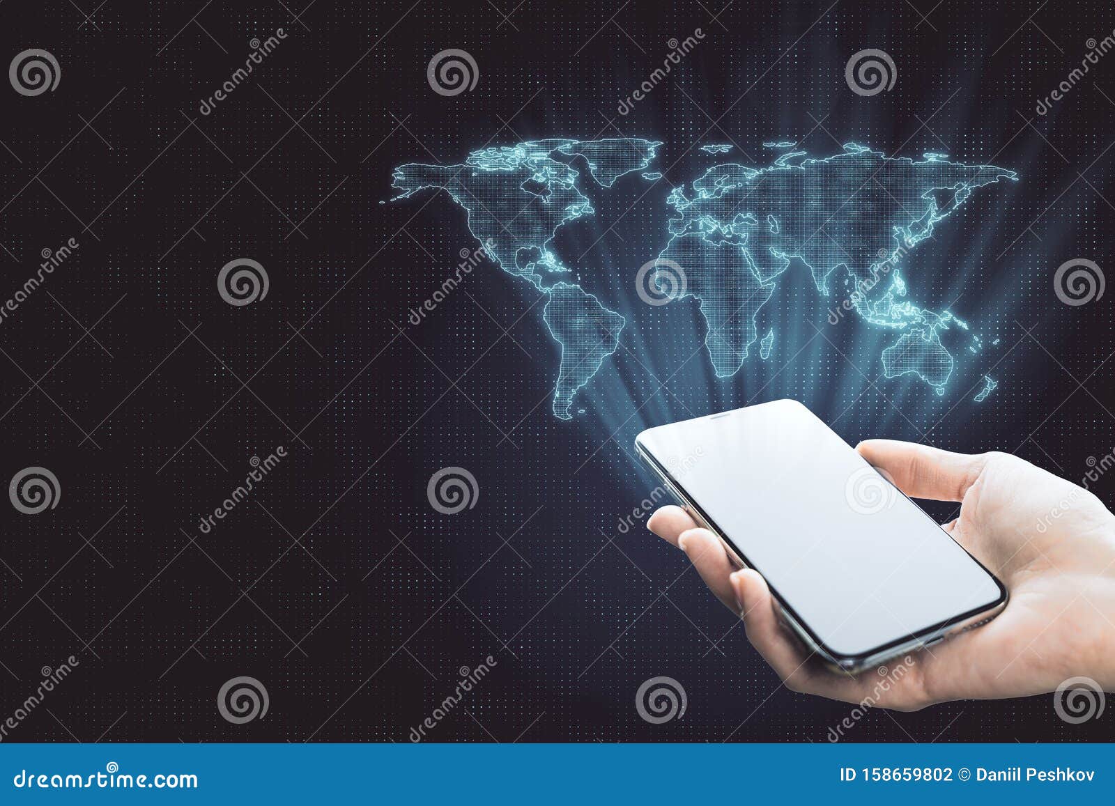 Globalization Concept with Digital World Map Stock Photo - Image of ...