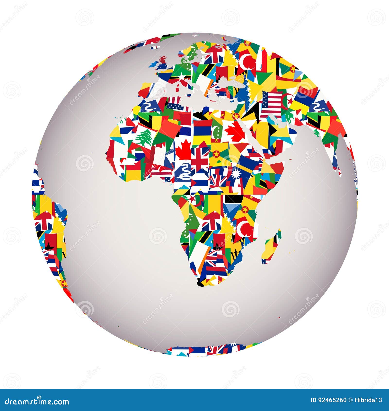 Globalization Concept with Earth Globe and All Flags Stock Vector ...