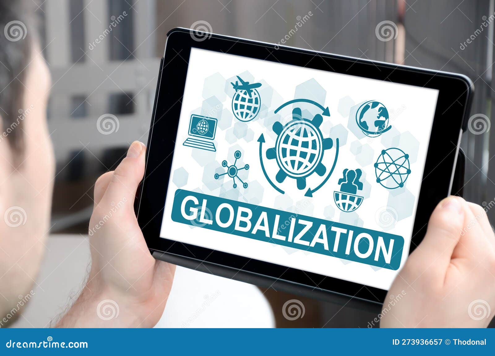 Globalization Concept on a Tablet Stock Image - Image of partners ...