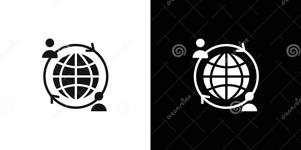 Globalization Icon Flat Vector Set Outline Stock Vector - Illustration ...