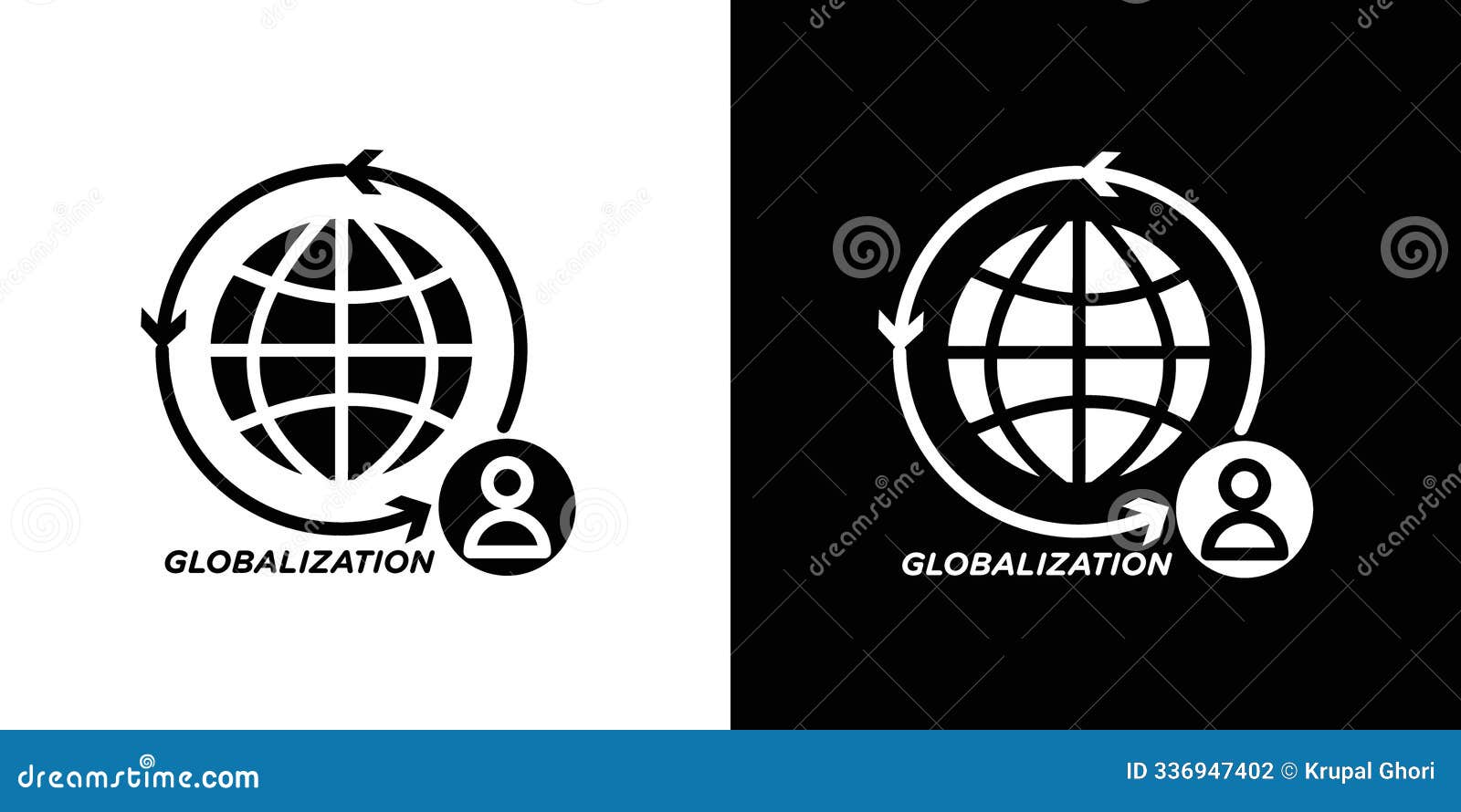 Globalization Icon Flat Vector Set Outline Stock Vector - Illustration ...