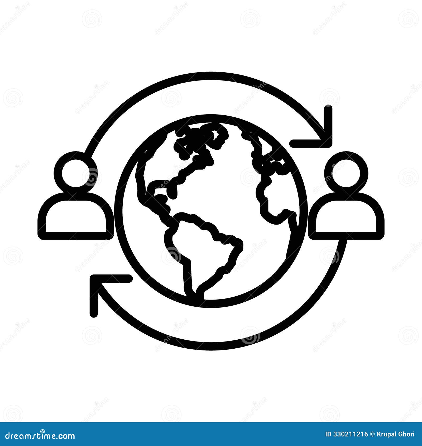 Globalization Icon Linear Logo Mark in Black and White Stock ...
