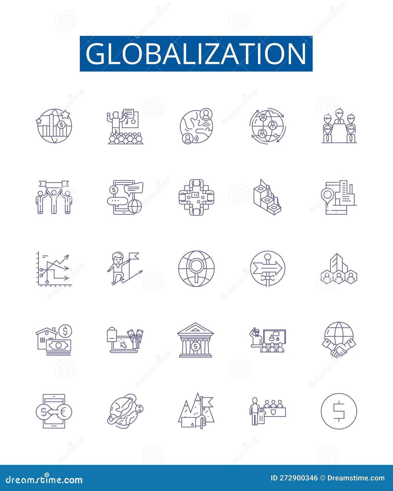 Globalization Line Icons Signs Set. Design Collection of ...