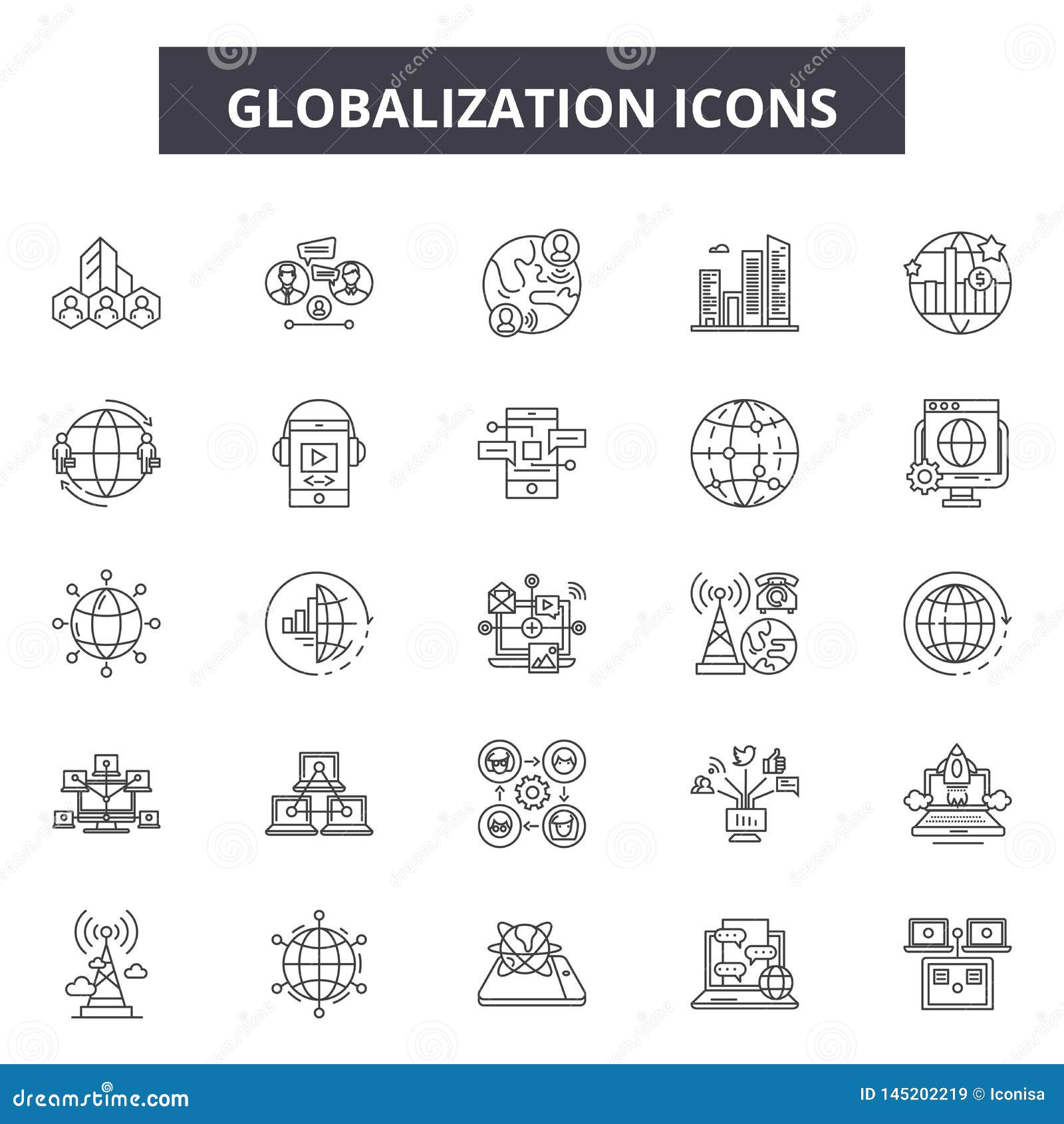 Globalization Line Icons, Signs, Vector Set, Outline Illustration ...