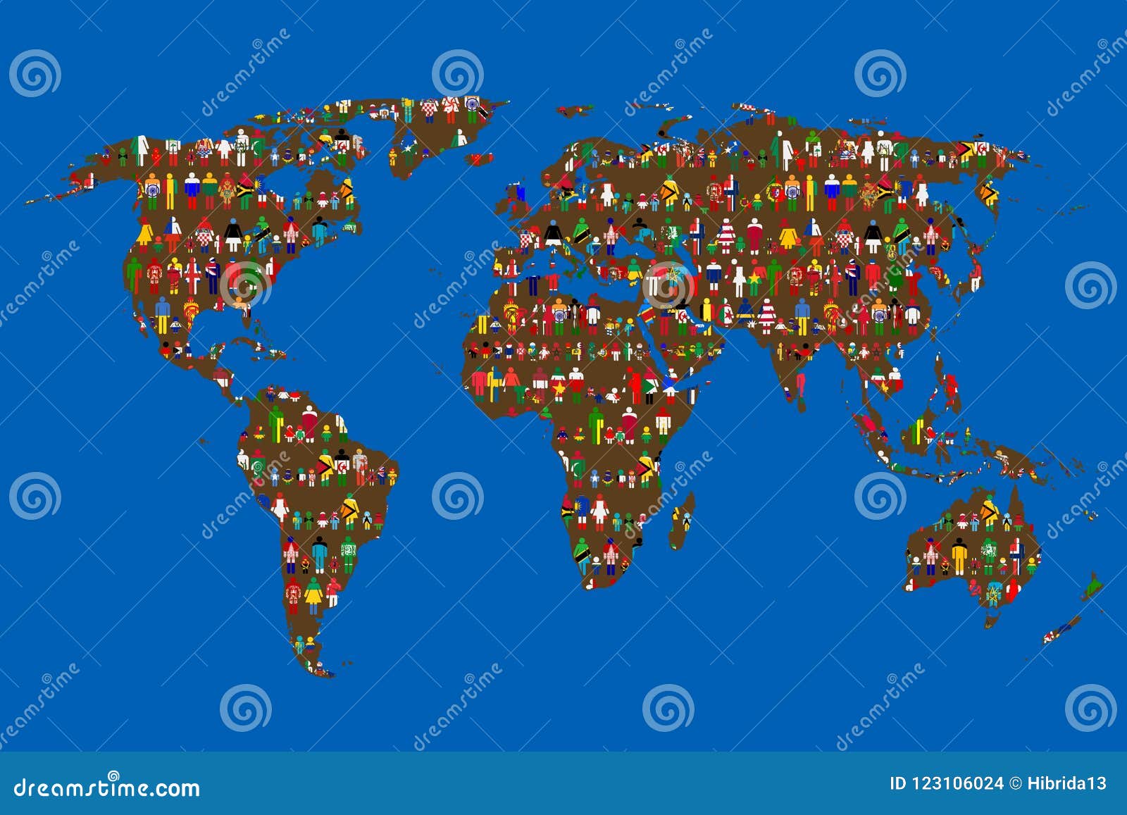 Globalizing Concept of World Map with People Made from Flags Stock ...