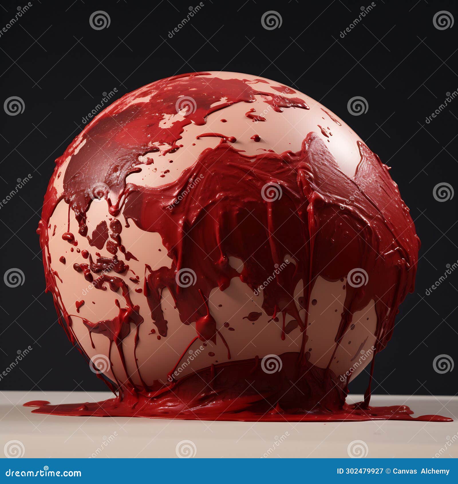 Globally Splattered - Earth with Red Paint Overlay Stock Image - Image ...