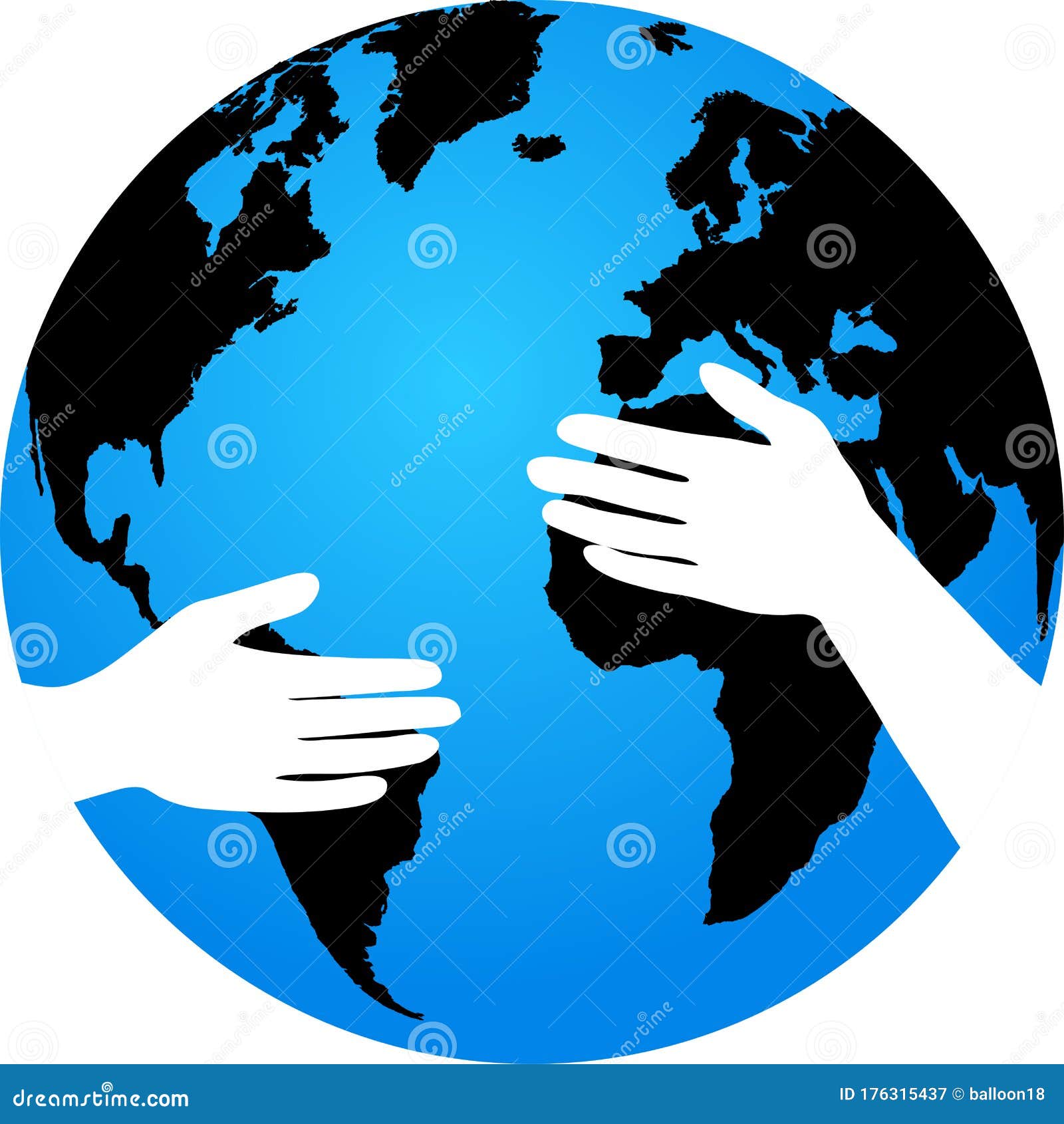 Globe In Two Hands Up, Hands And Helper Blue Hands Logo. Cartoon Vector ...