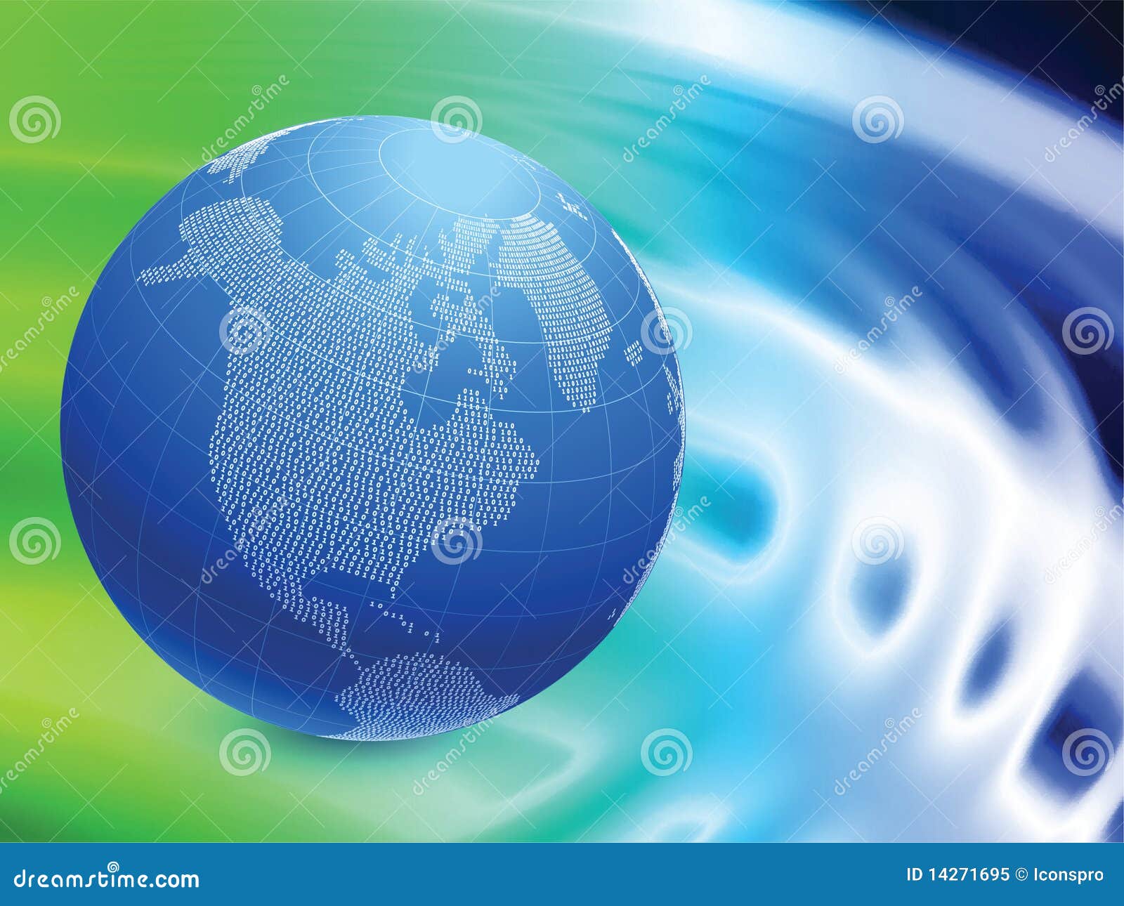 Globe on Abstract Liquid Wave Background Stock Illustration ...