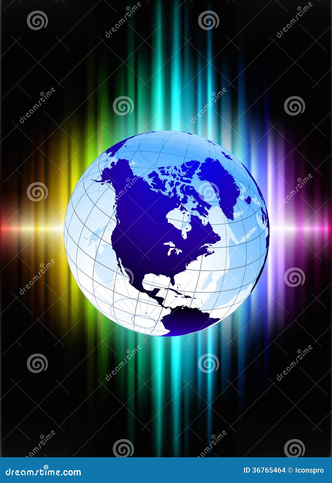 Globe on Abstract Spectrum Background Stock Illustration - Illustration ...