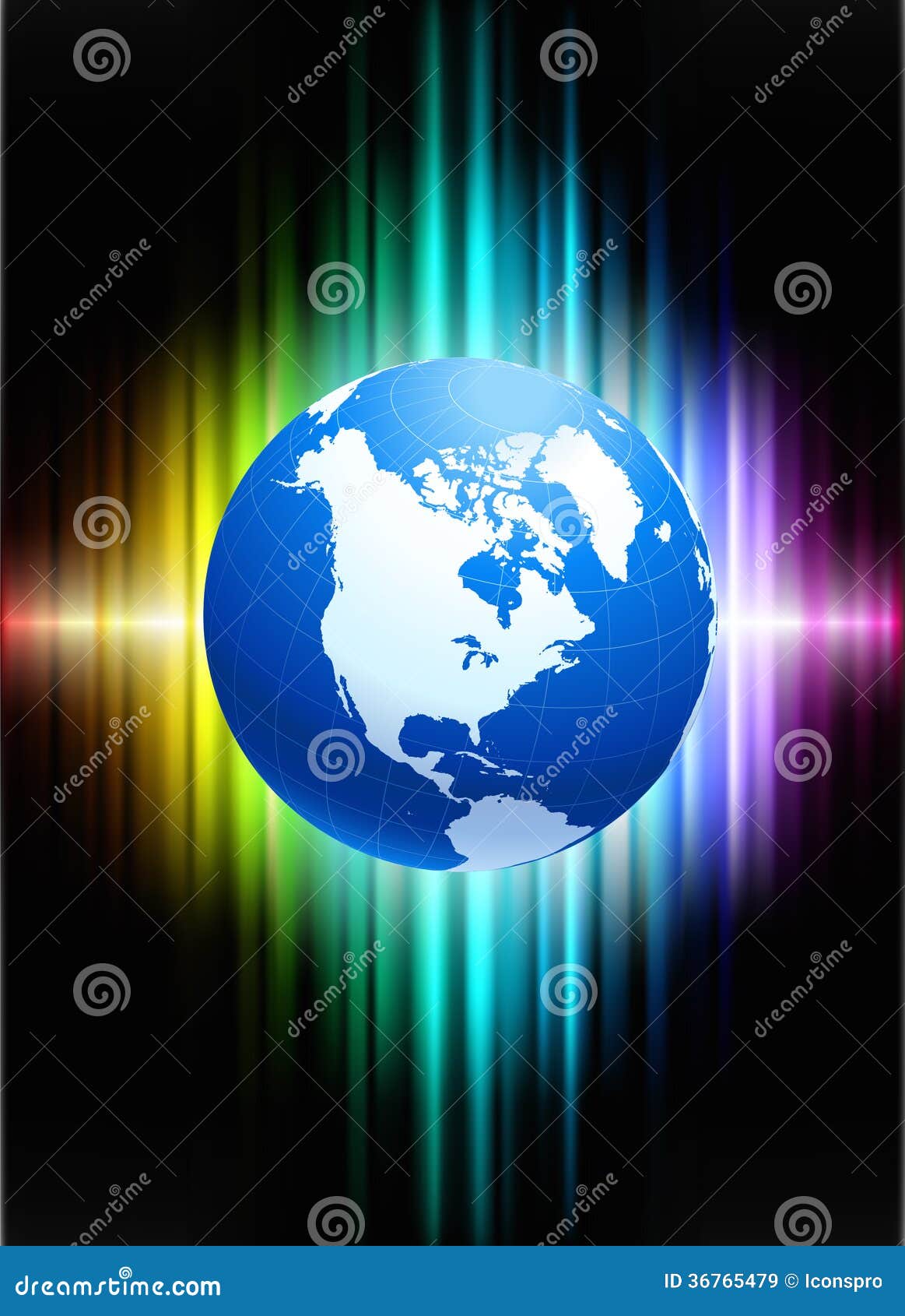 Globe on Abstract Spectrum Background Stock Illustration - Illustration ...