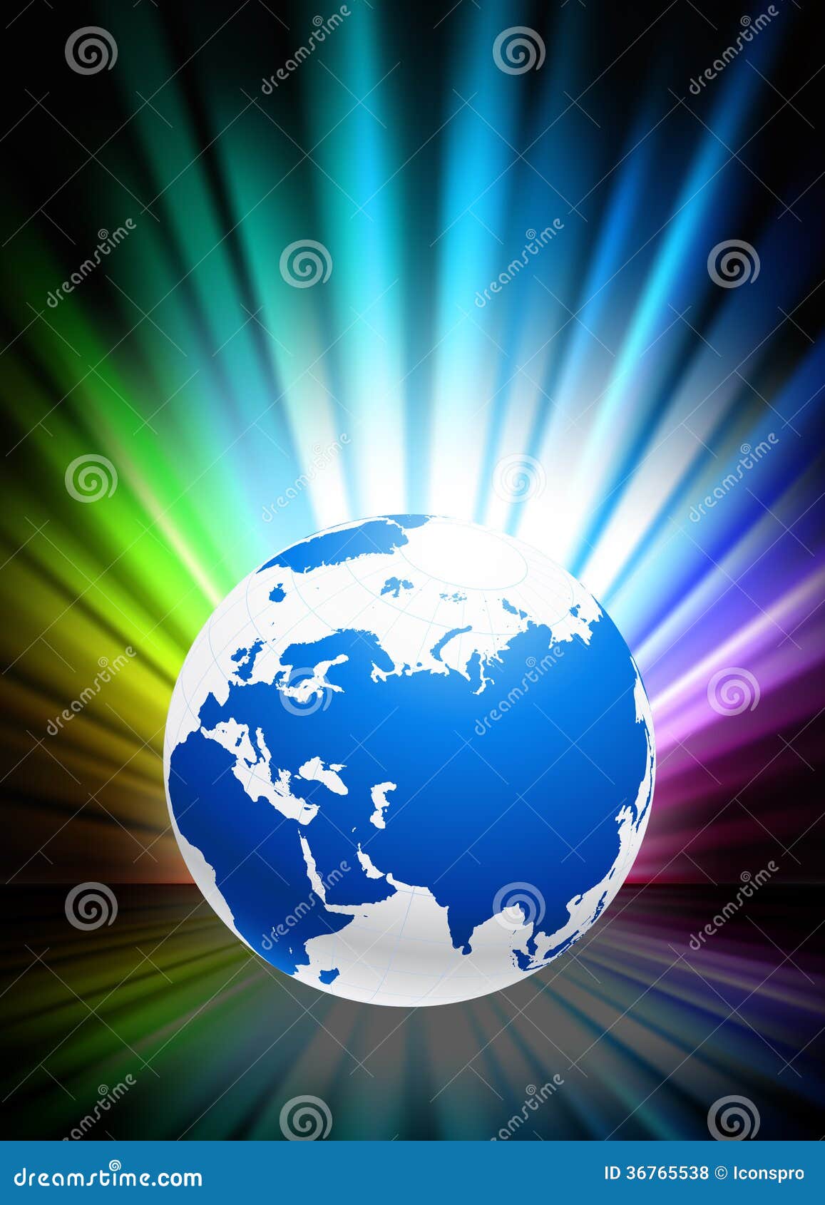 Globe on Abstract Spectrum Background Stock Illustration - Illustration ...