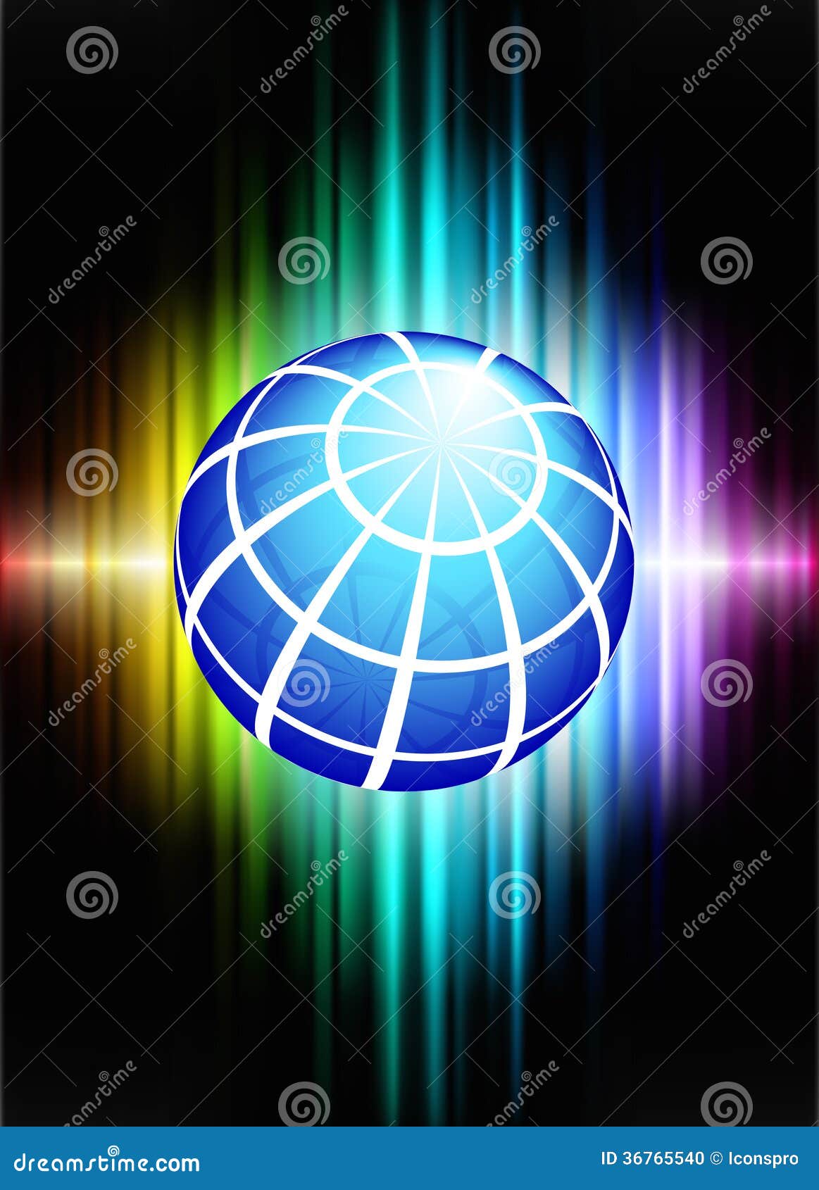 Globe on Abstract Spectrum Background Stock Illustration - Illustration ...