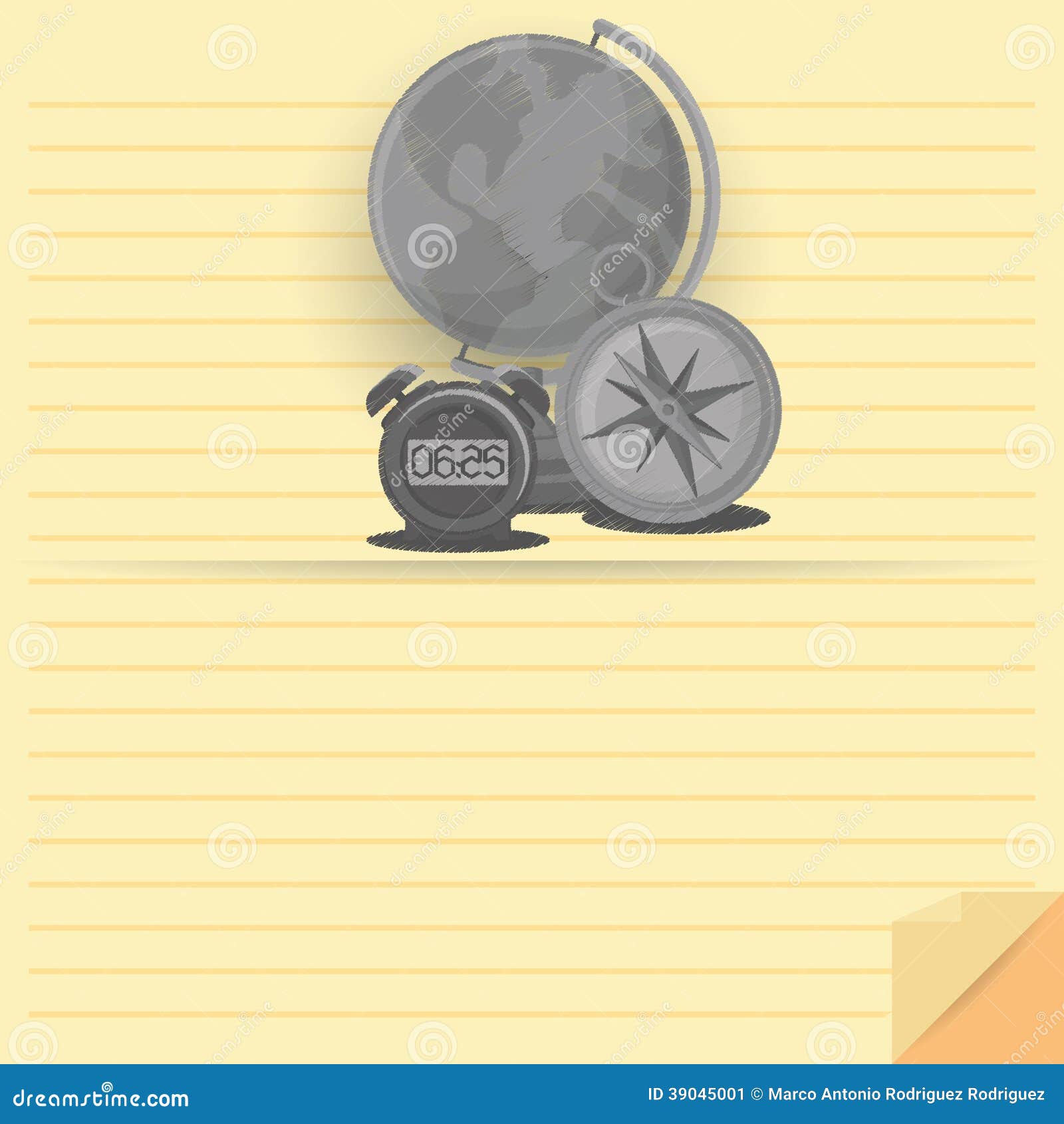 Globe, Alarm Clock and Compass with Space for Text Stock Vector ...