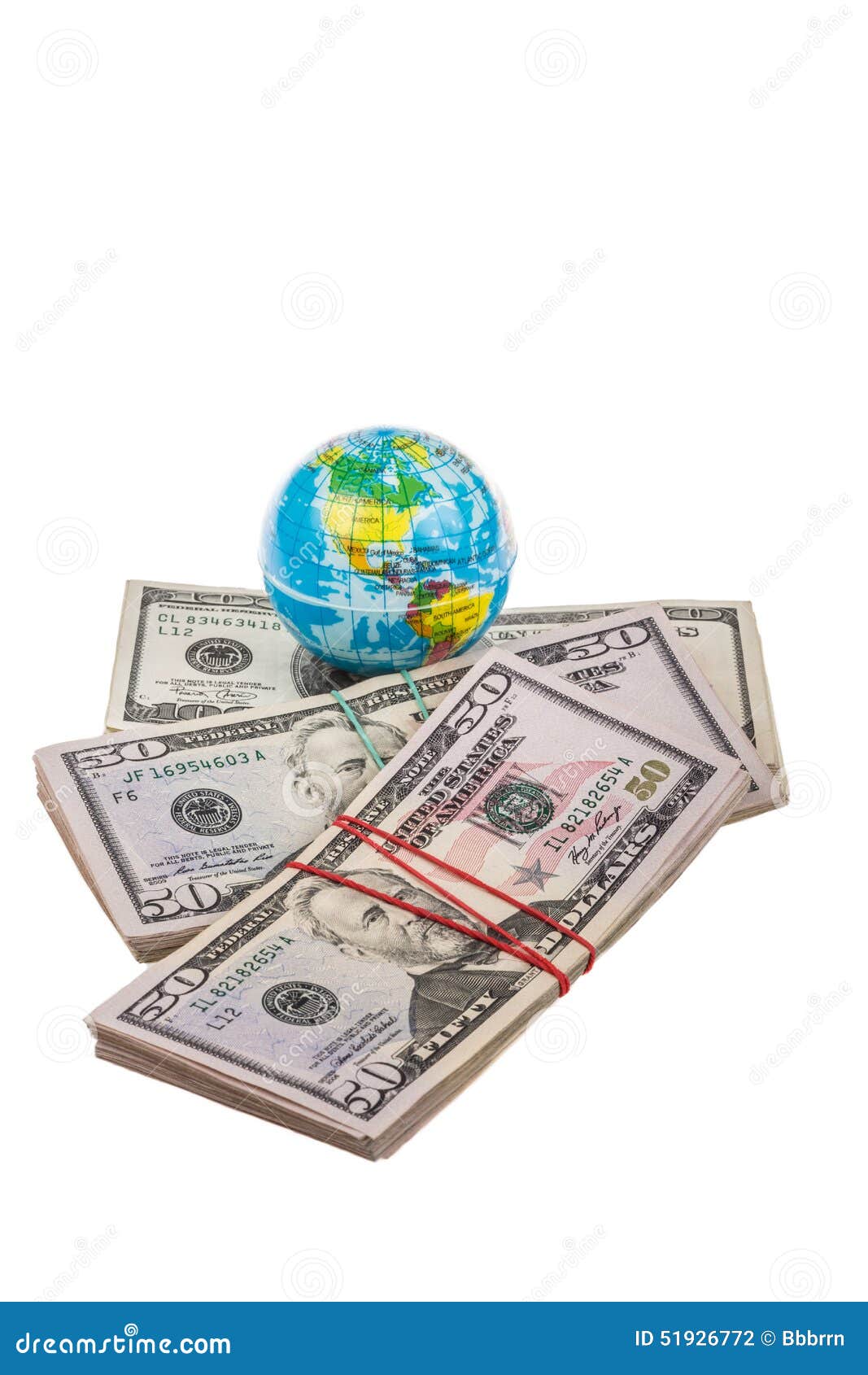 Globe on american dollars stock photo. Image of global - 51926772