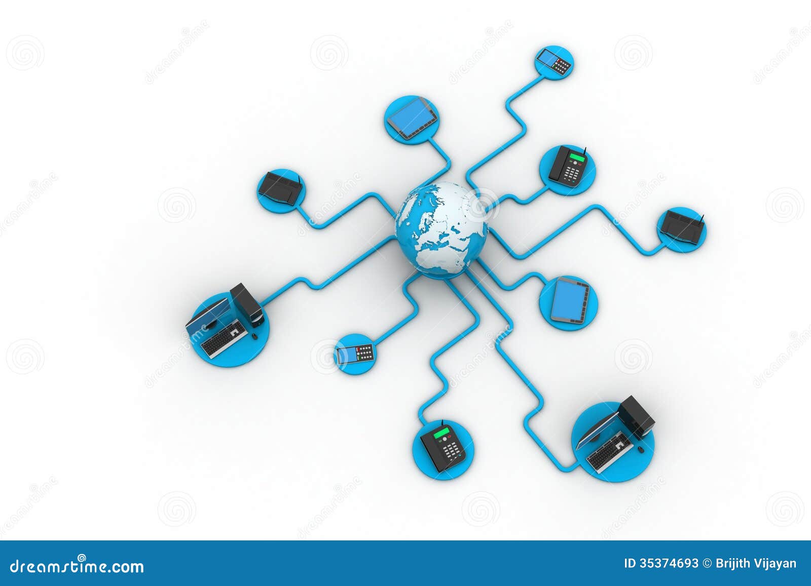 Globe Around with Laptop Server Stock Illustration - Illustration of ...
