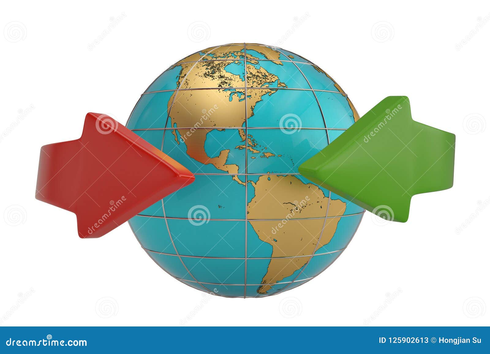 Globe with Arrow on White Background.3D Illustration. Stock ...