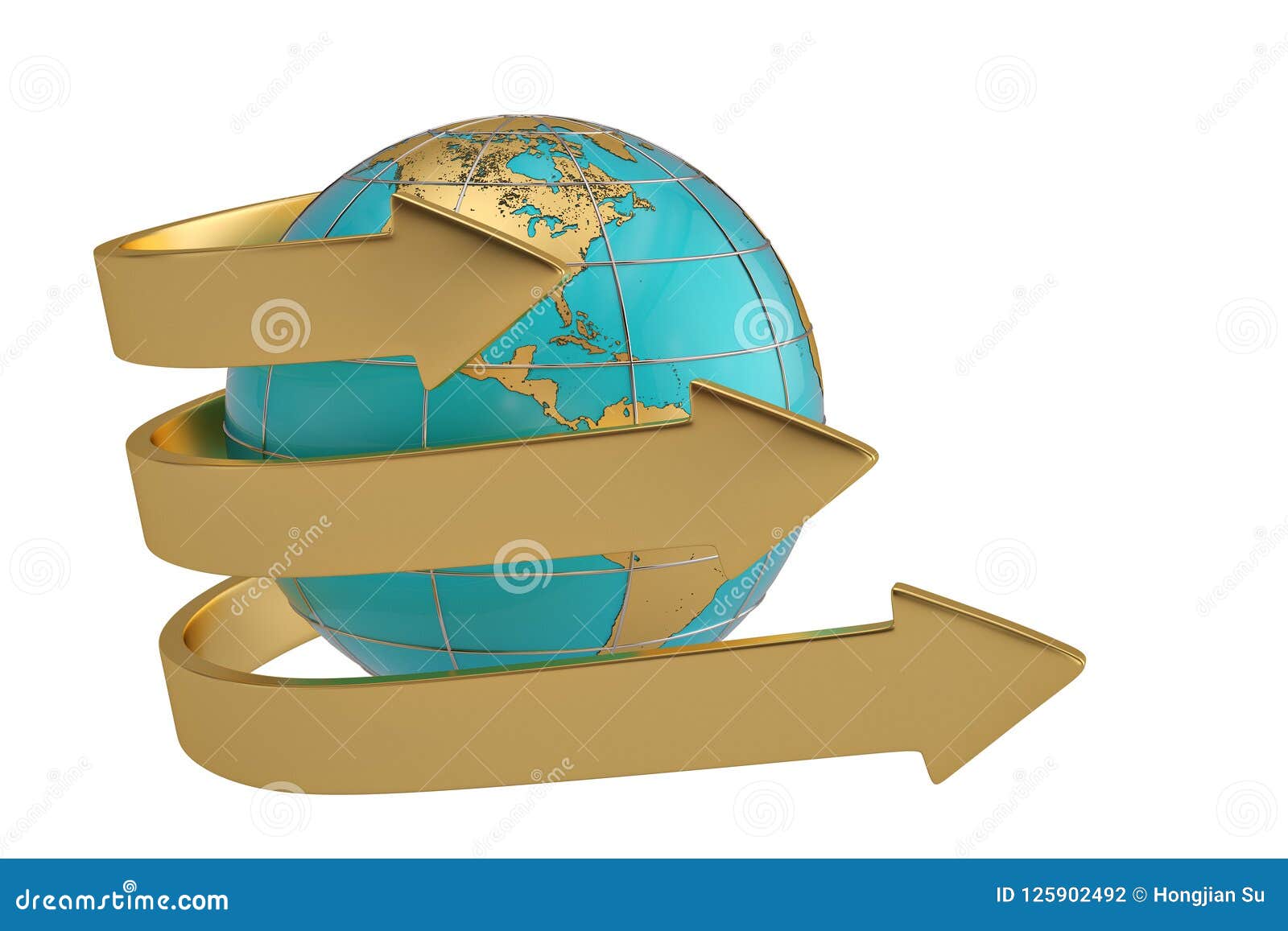 Globe with Arrow on White Background.3D Illustration. Stock ...