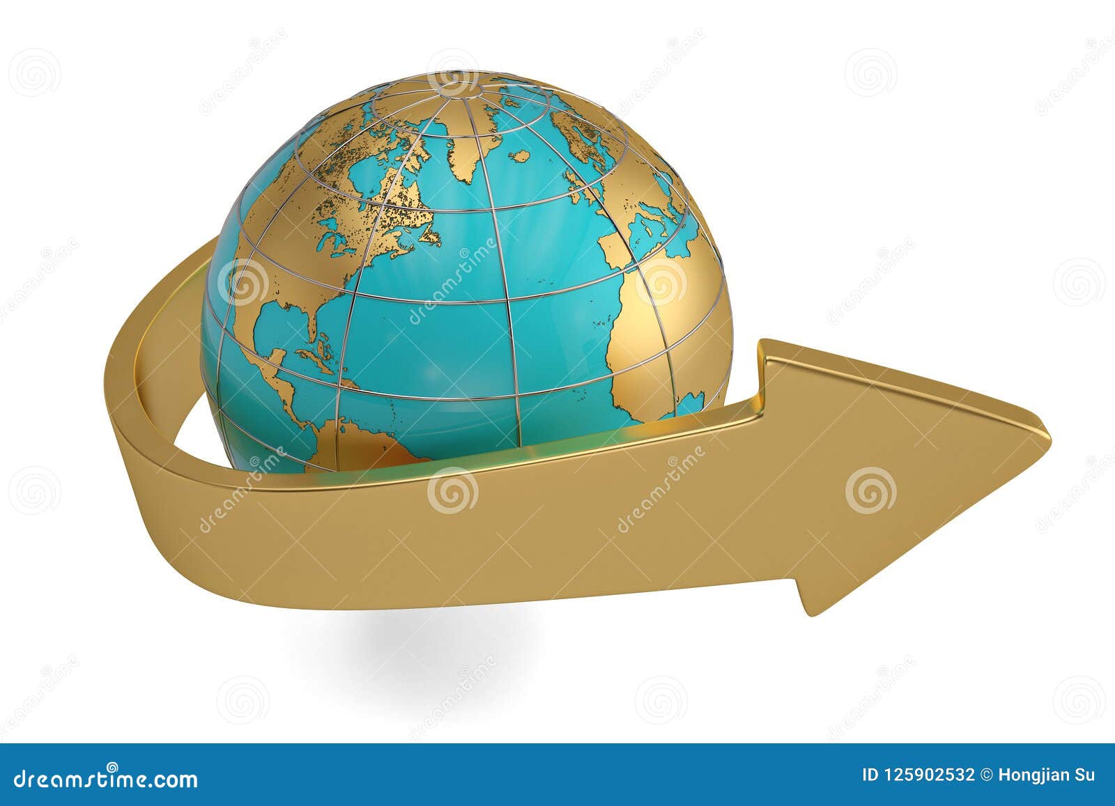 Globe with Arrow on White Background.3D Illustration. Stock ...