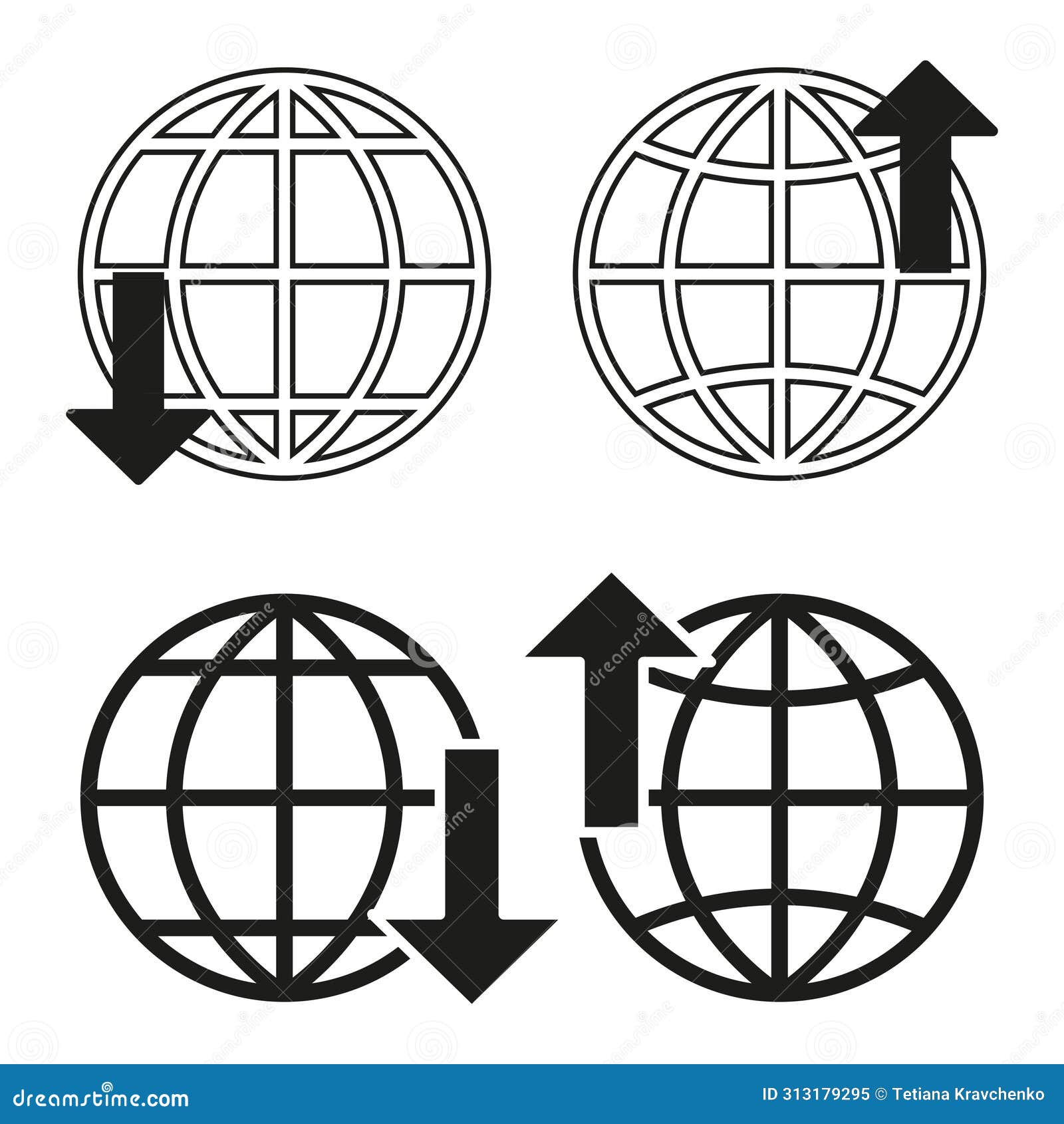Globe with Arrows. Global Exchange Concept. Import and Export Symbols ...