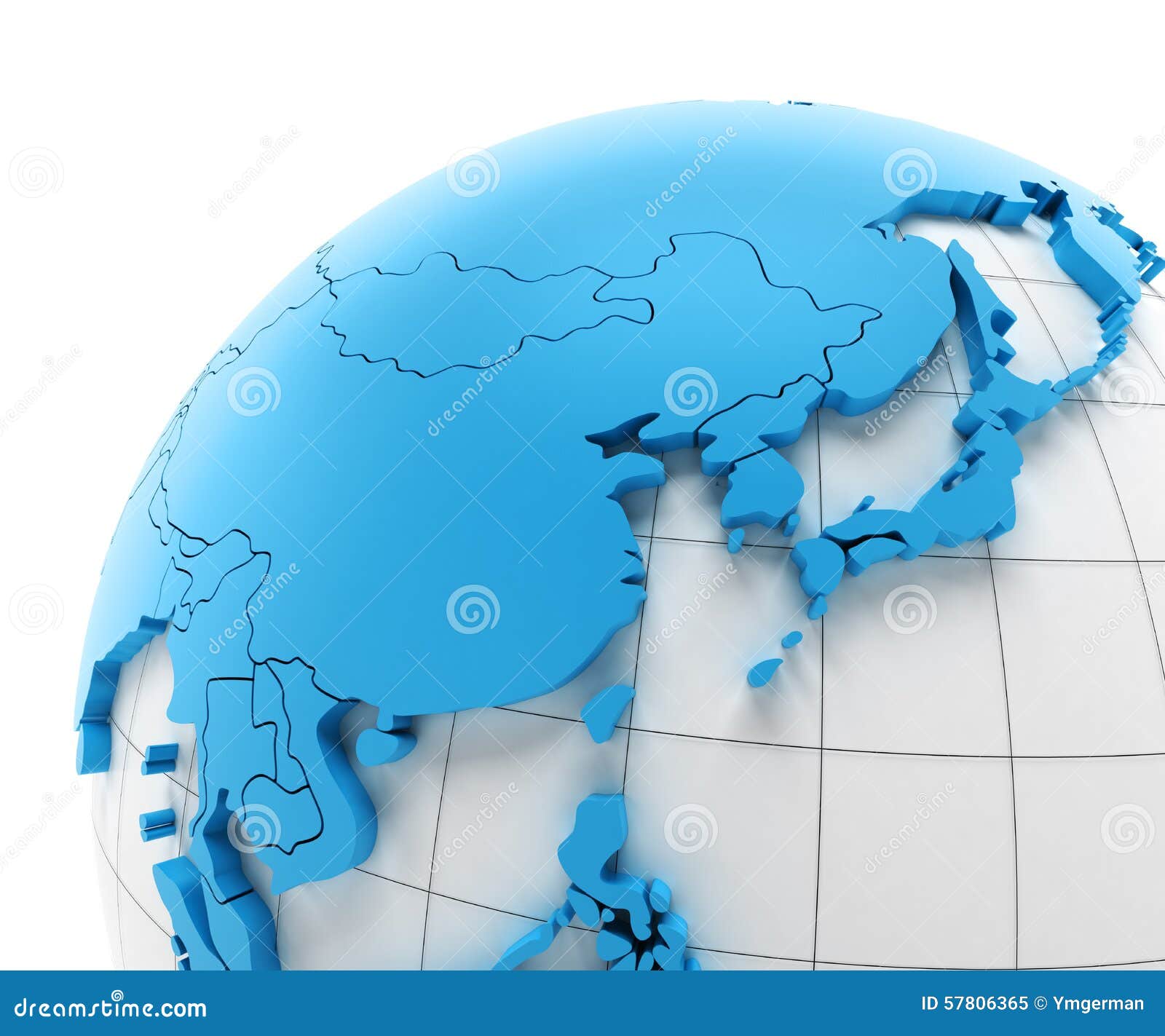 Globe of Asia with National Borders Stock Illustration - Illustration ...