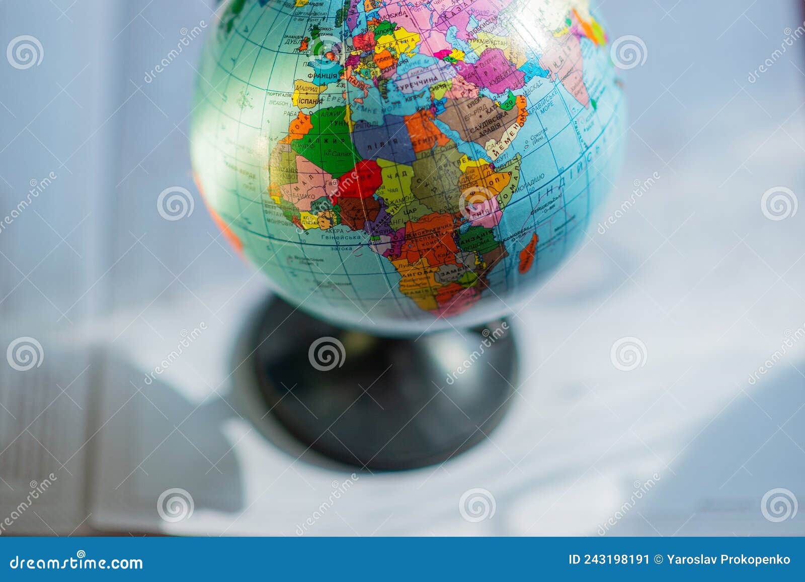 Globe on the Background of the Map of Ukraine Stock Image - Image of ...
