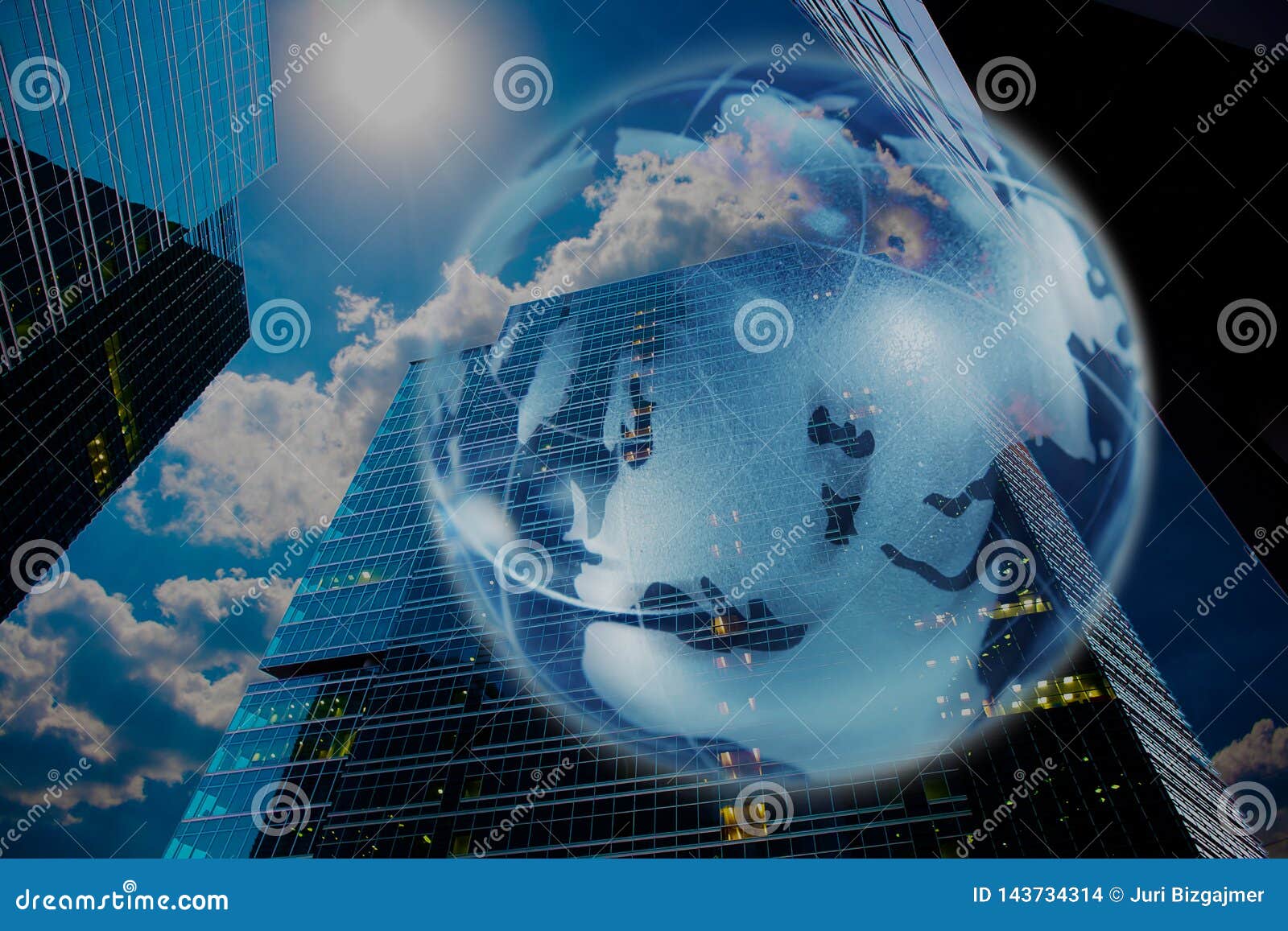 Globe on the Background of Modern Skyscrapers Stock Photo - Image of ...