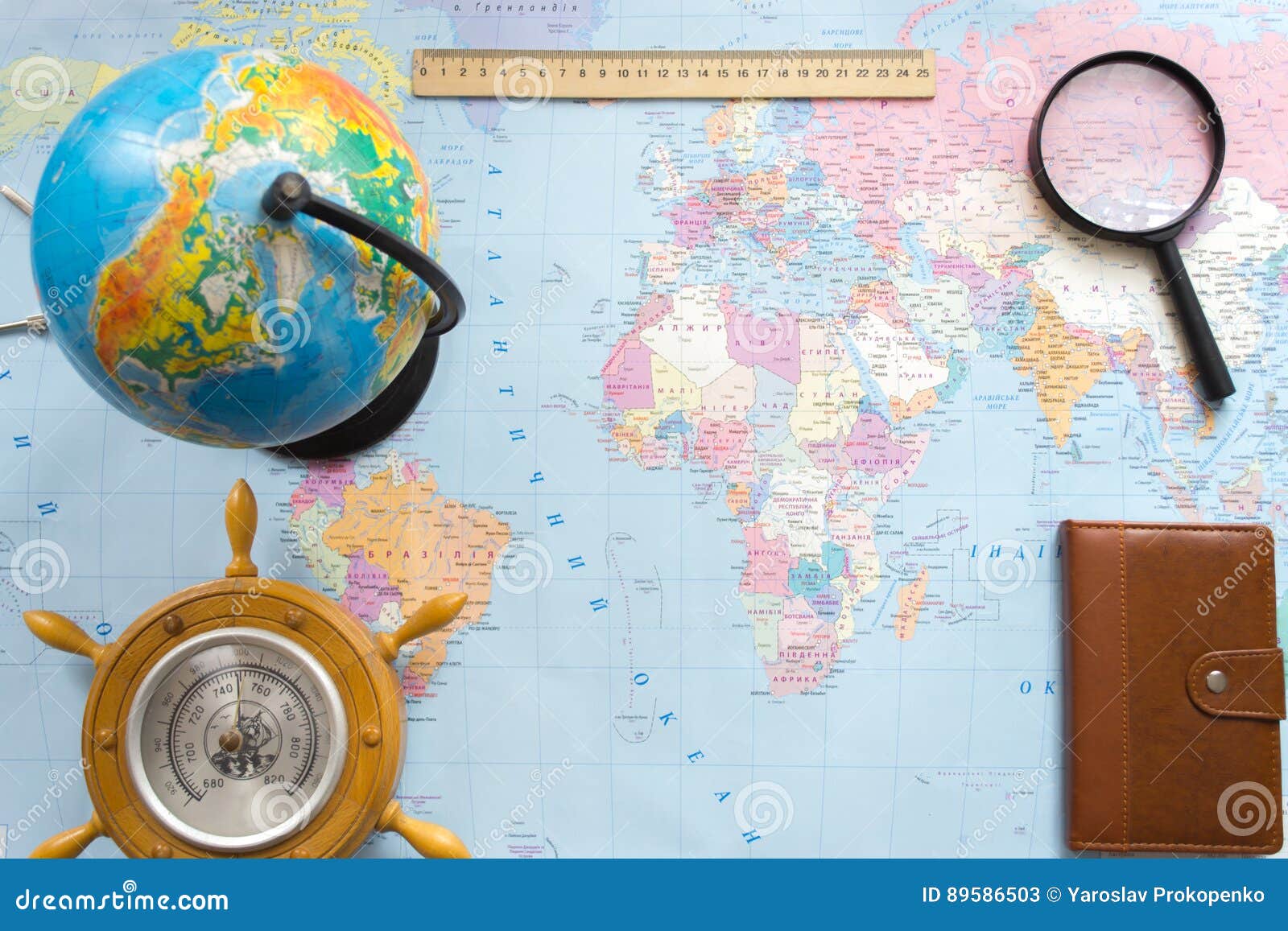 Globe on the Background of the World Map Stock Image - Image of ...