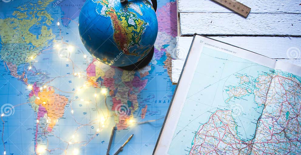 Globe on the Background of the World Map. Stock Photo - Image of earth ...