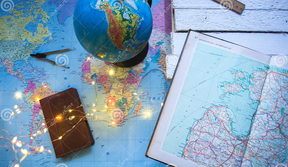 Globe on the Background of the World Map. Stock Photo - Image of design ...