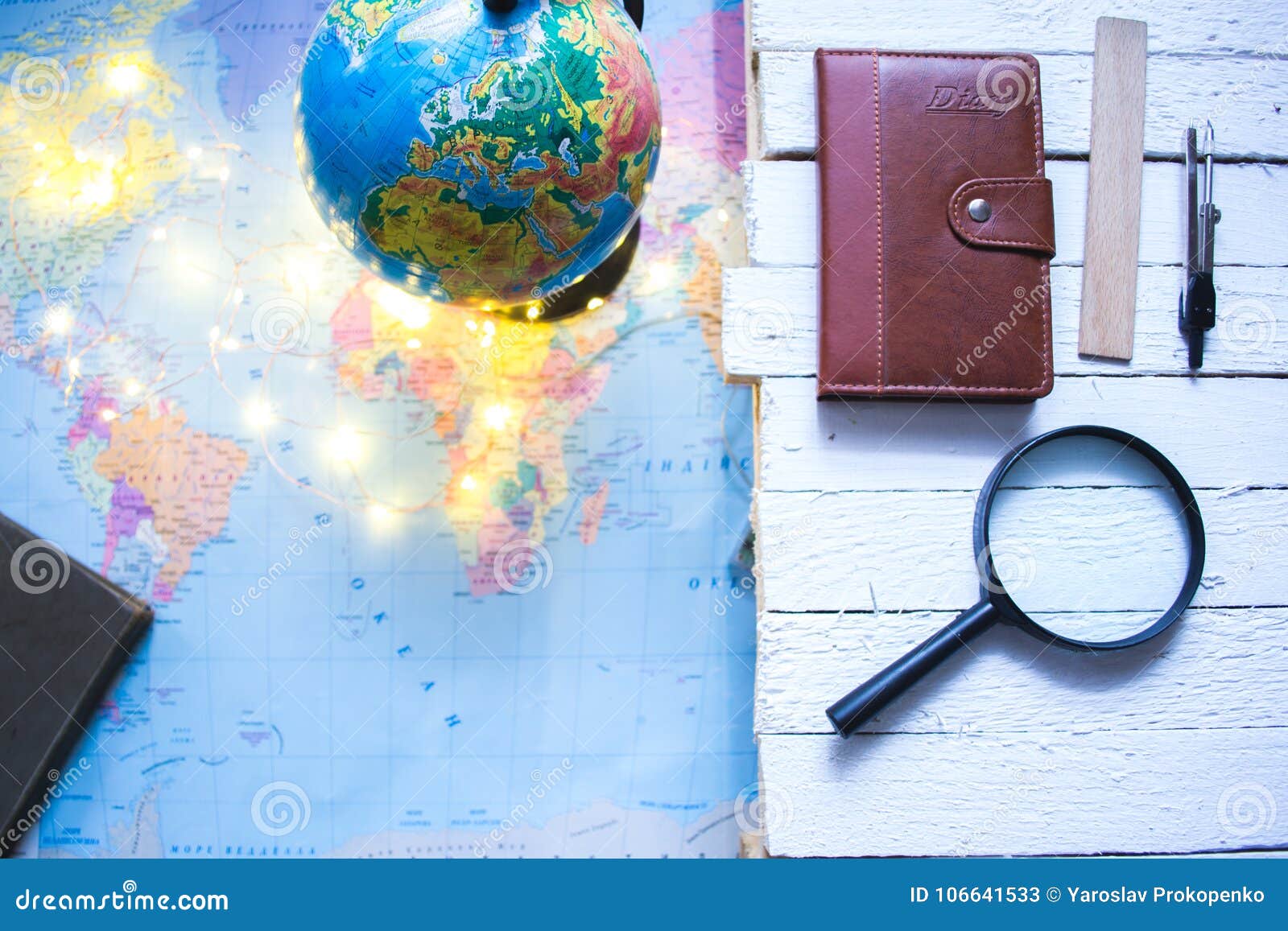 Globe on the Background of the World Map. Stock Image - Image of global ...