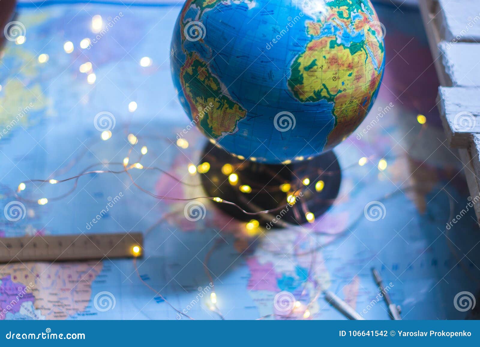 Globe on the Background of the World Map. Stock Photo - Image of global ...