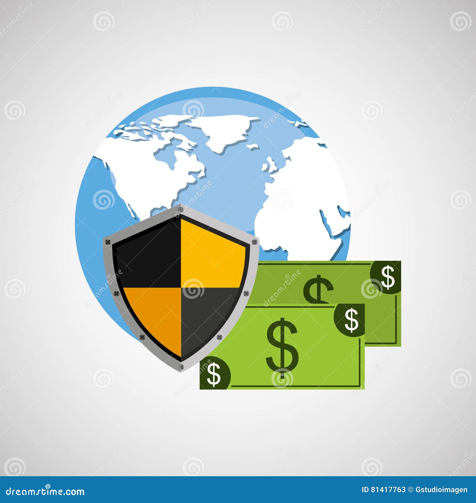 Globe Banknote Banking Safe Shield Protection Stock Vector ...