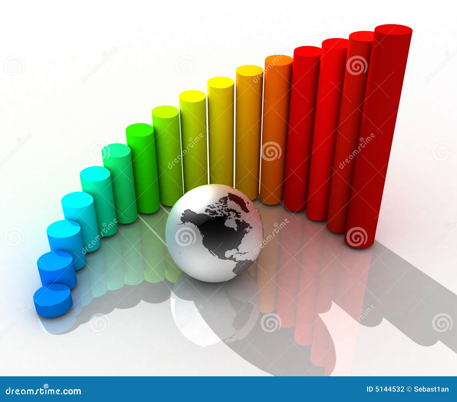 Globe and Bar Chart stock illustration. Illustration of global - 5144532